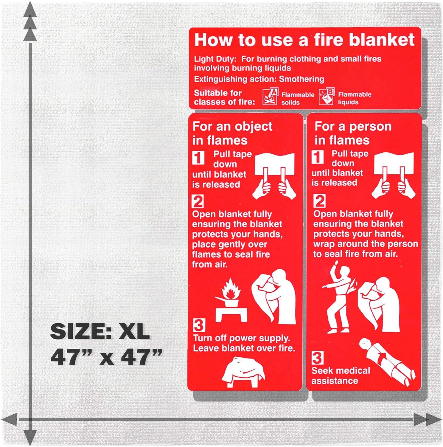 2-Pack XL 47''x47'' Fire Blanket Set with Heat Resistant Gloves - for ...