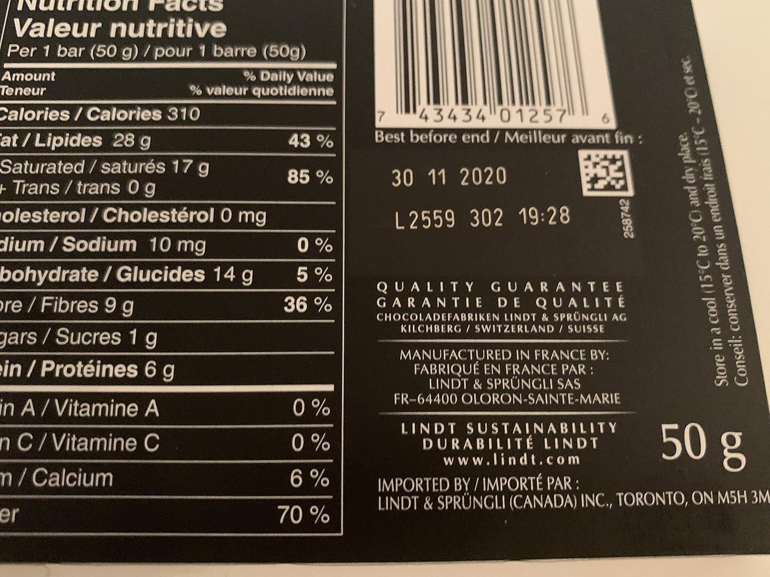 100% Cacao Lindt Pure Dark Chocolate 50g | Buy Now with Express ...