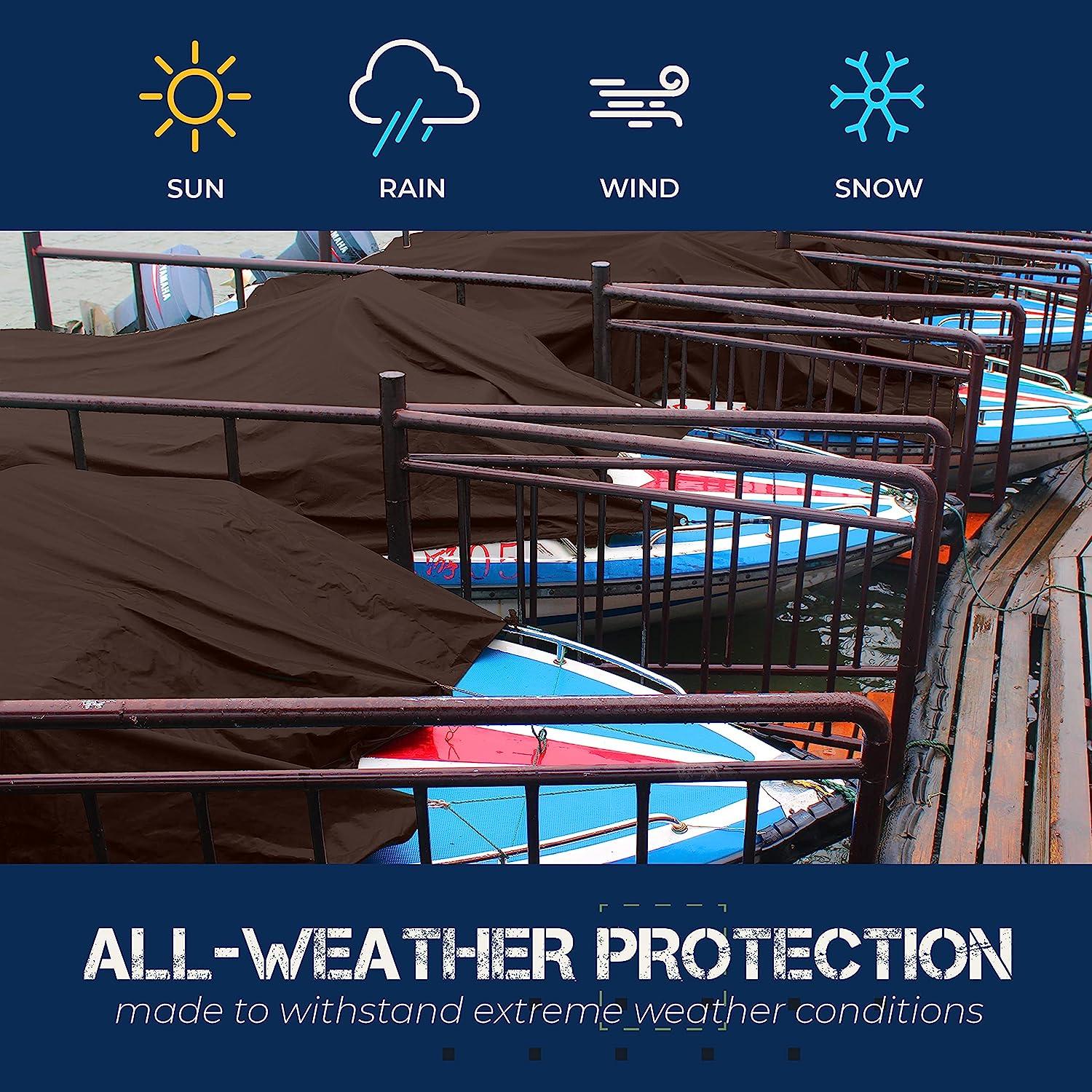 12x16 Heavy Duty Waterproof Tarp Cover - Brown/Silver | Tear Proof, UV ...