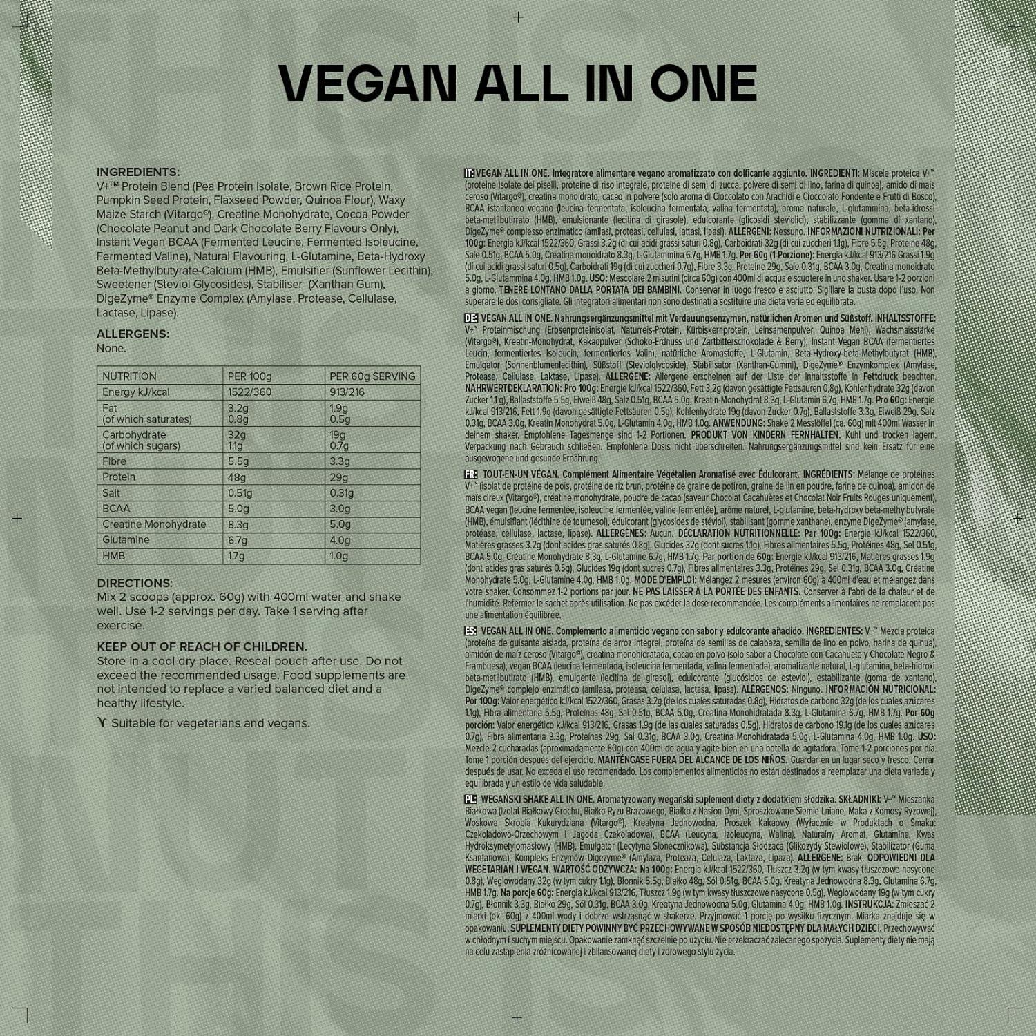 Bulk Vegan All in One Protein Powder Chocolate Peanut 2.5kg - Plant ...