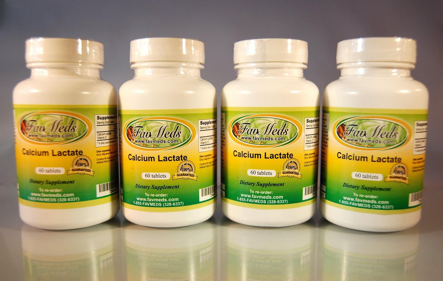 Premium Quality Calcium Lactate 1000mg Made in USA - 240 Tablets (4x60 ...