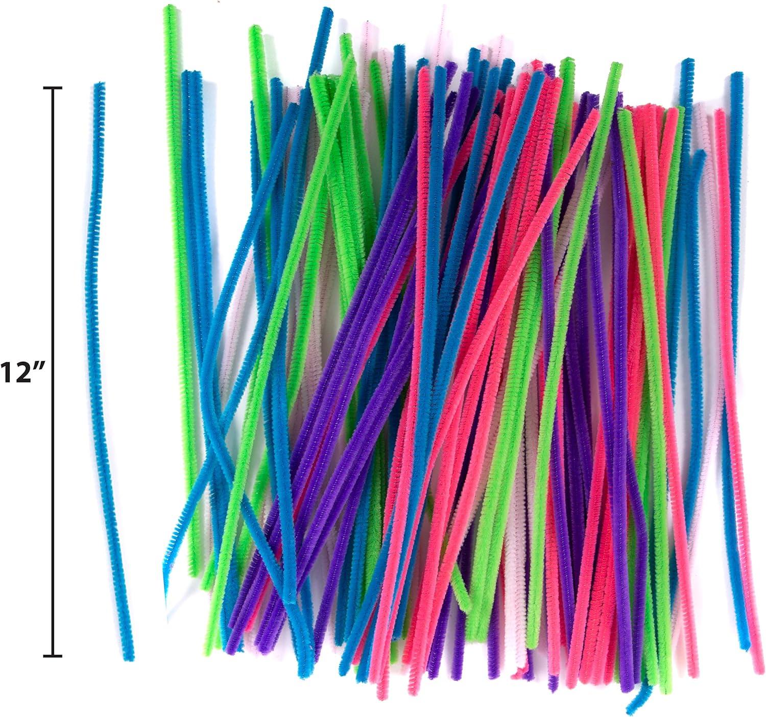 200 Pastel Fuzzy Sticks Value Pack - 12 Inch Chenille Stems in 6 Colors ...