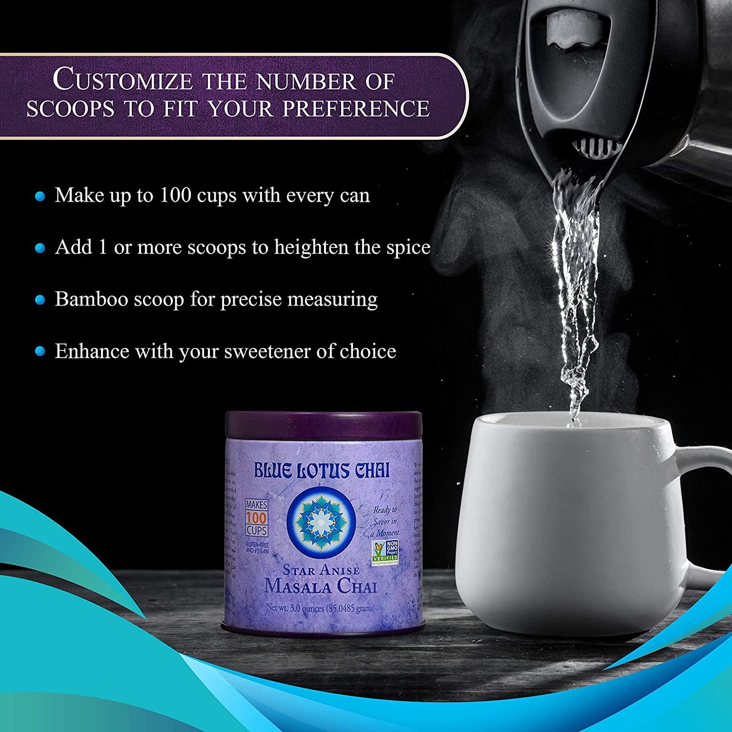 Blue Lotus Chai - Star Anise Masala Chai - Makes 100 Cups - 3 Ounce ...