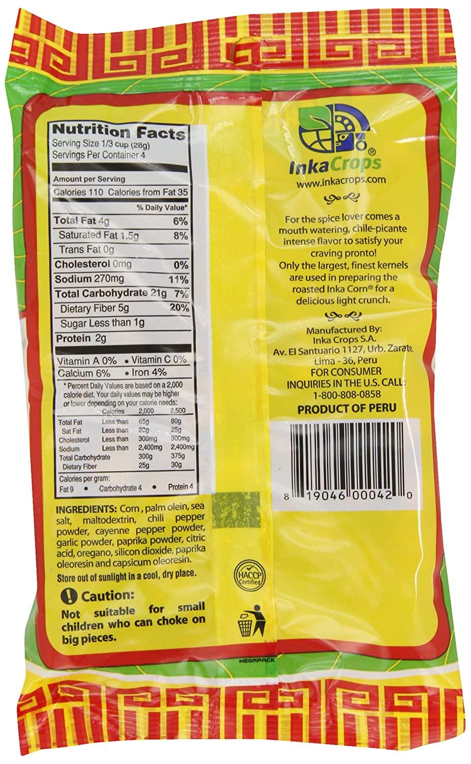 Inka Corn Chili Picante Snack - 4 oz, Pack of 6 | Spicy Gourmet Snack ...