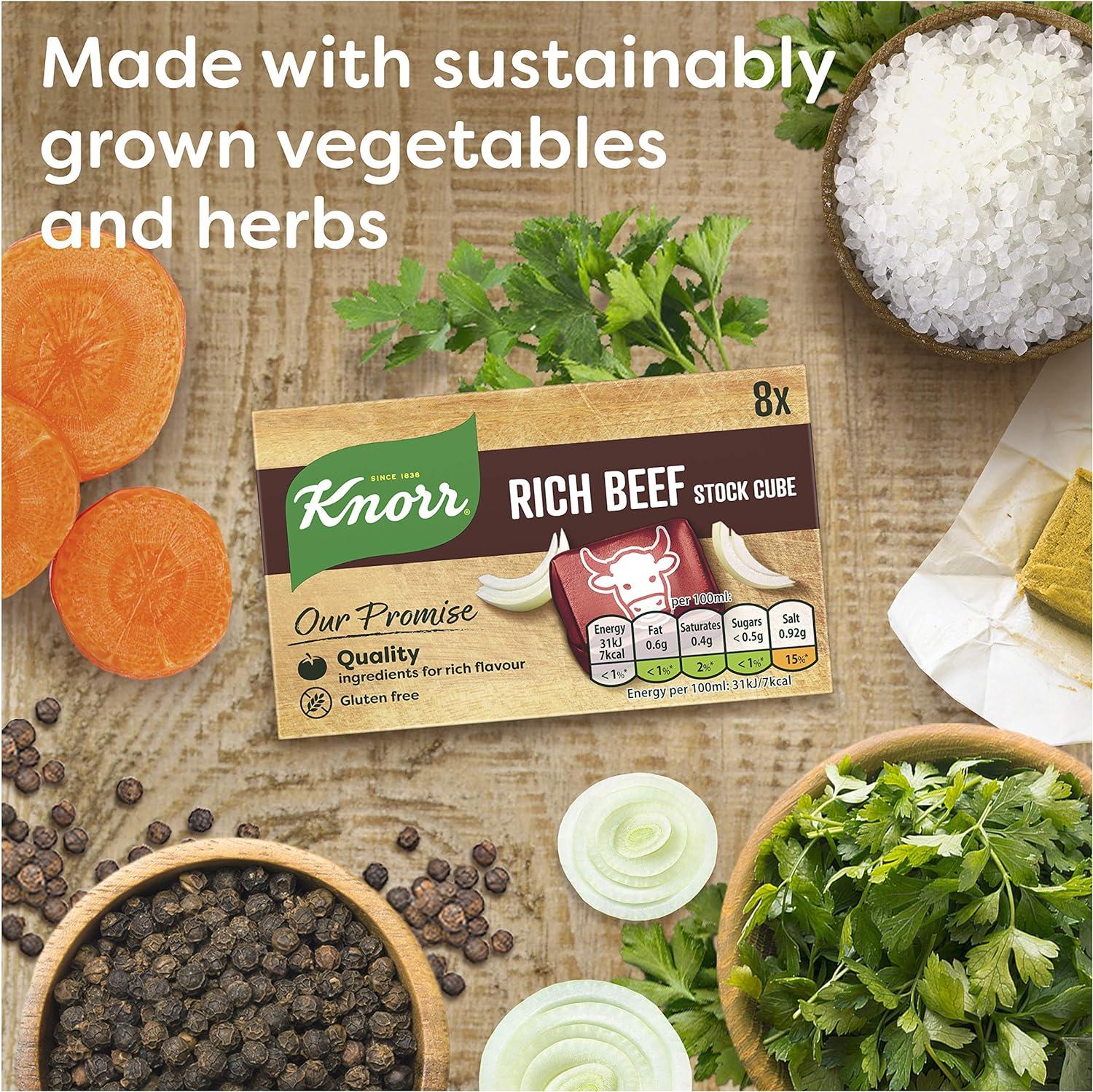 Knorr Rich Beef Stock Cubes 8 x 10g - Premium Flavor Enhancer for ...