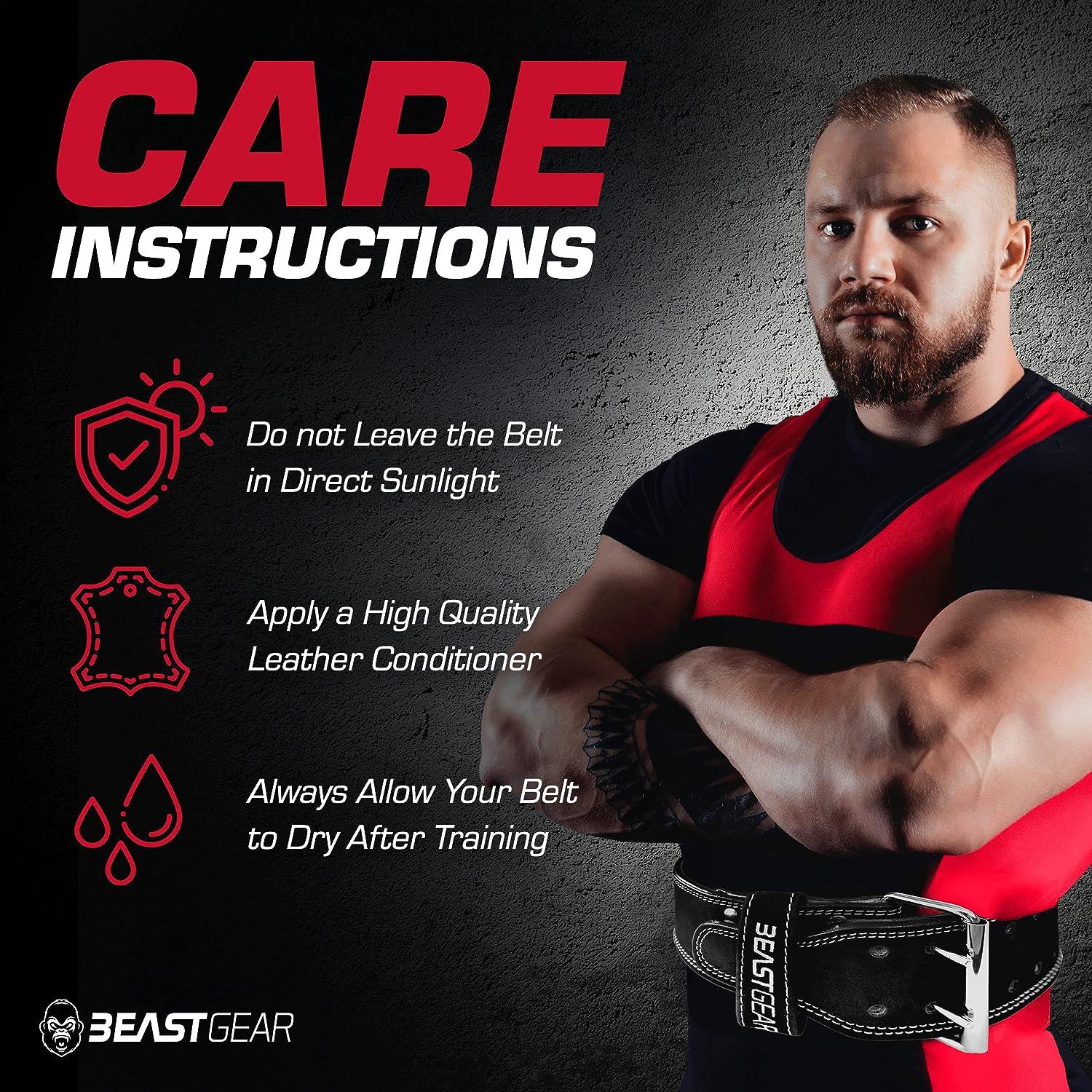 Beast Gear PowerBelt - Premium 4x10mm Nubuck Leather Powerlifting Belt ...