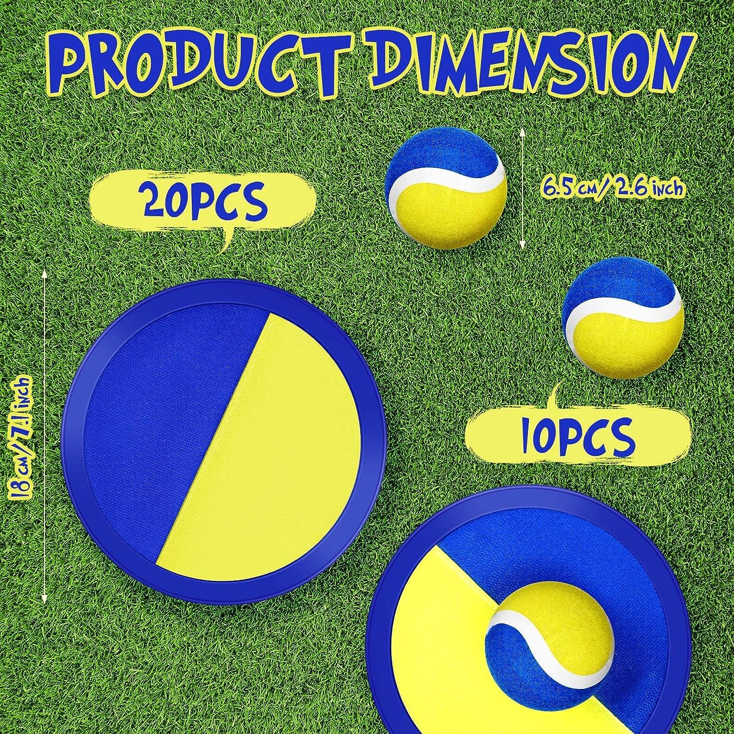 Kids Toss and Catch Game Set - 20 Paddles, 10 Balls - Outdoor Beach ...