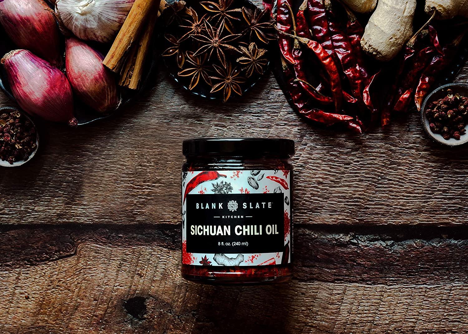 Blank Slate Kitchen Sichuan Chili Oil (8 oz) - Vegan, Gluten-free, Sugar-free Spicy Hot Sauce ...