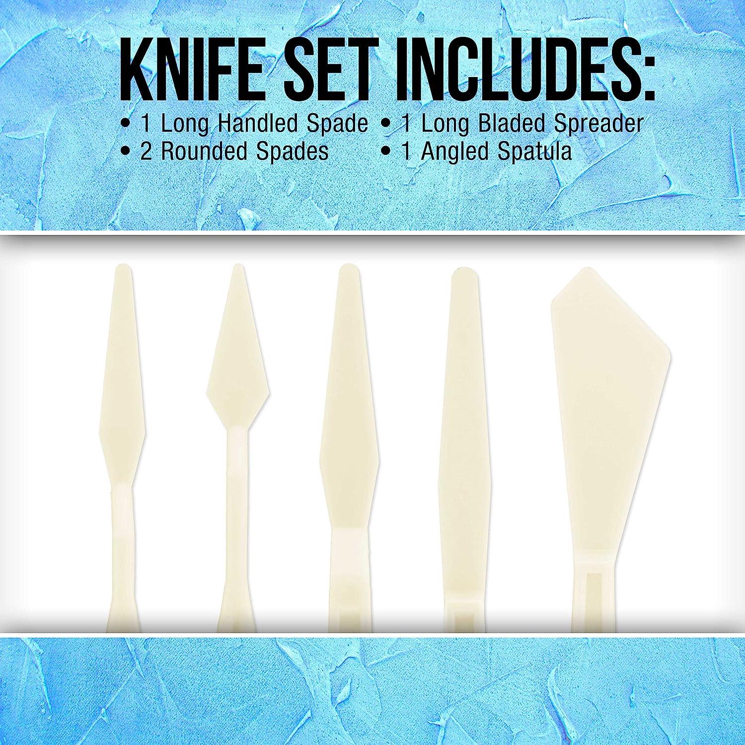 U.S. Art Supply 5-Piece Plastic Palette Knife Set - Versatile Knives ...