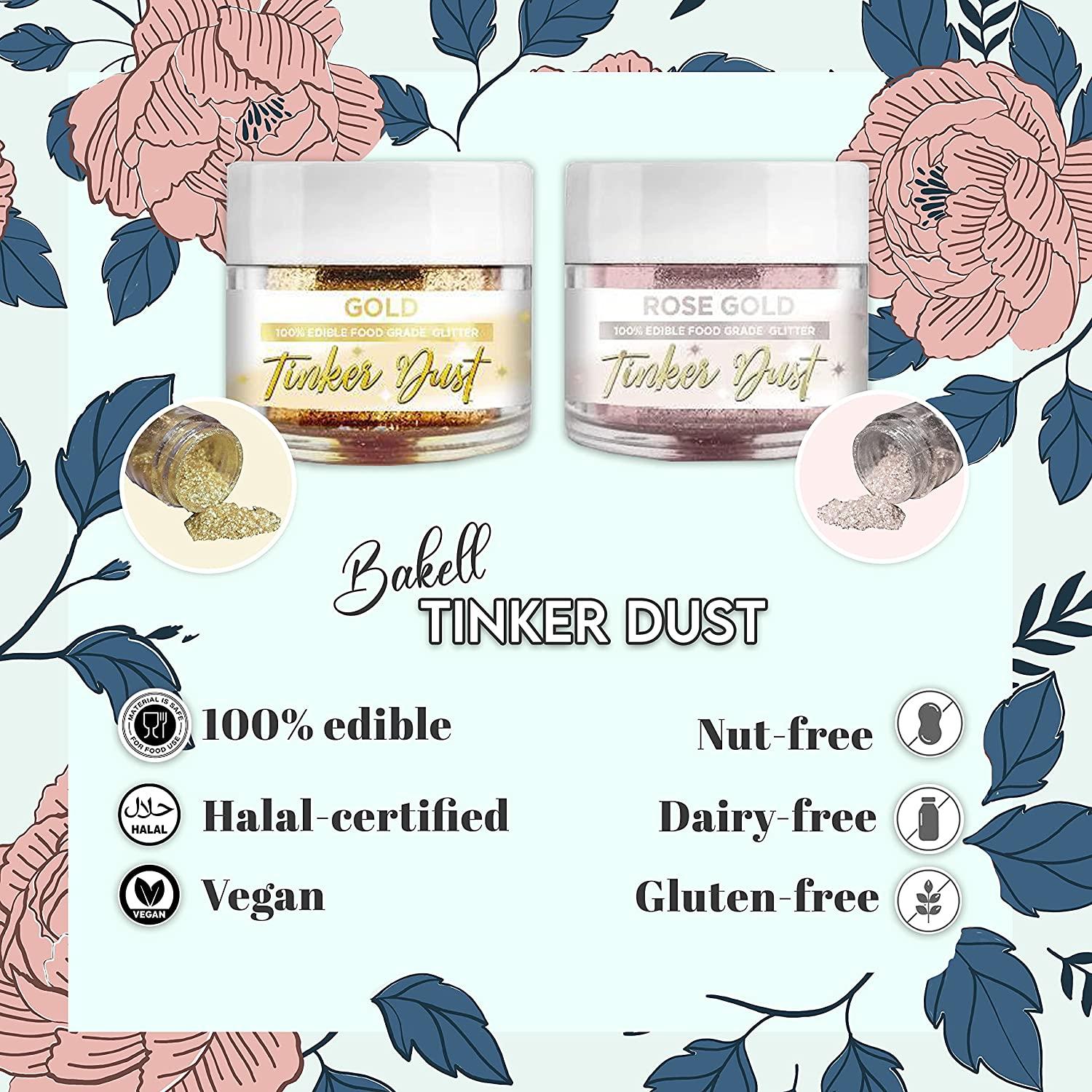 Edible Gold and Rose Gold Dust Glitter Set - Bakell Luster Dust for ...