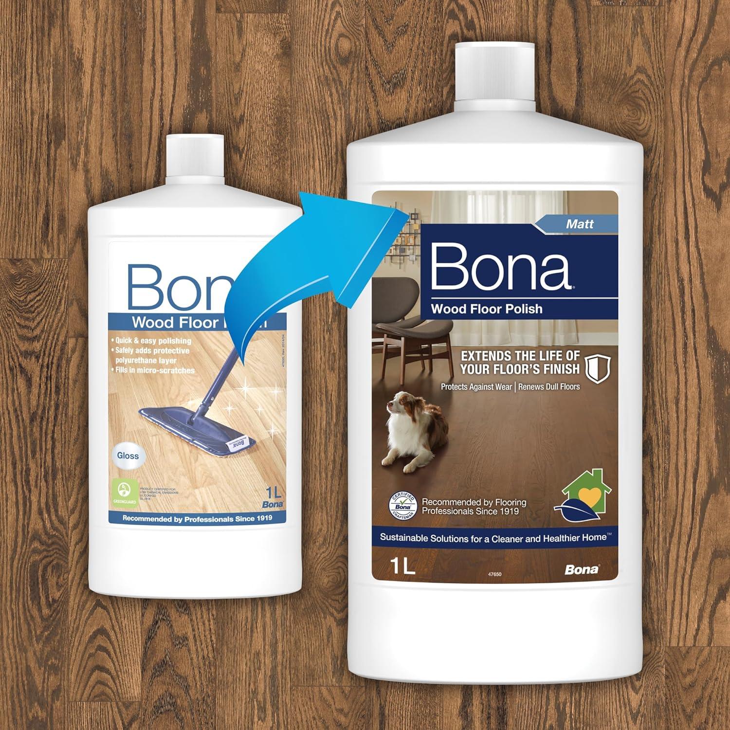Bona Wood Floor Polish 1L Bottle - Matt Finish for Hardwood Floors ...