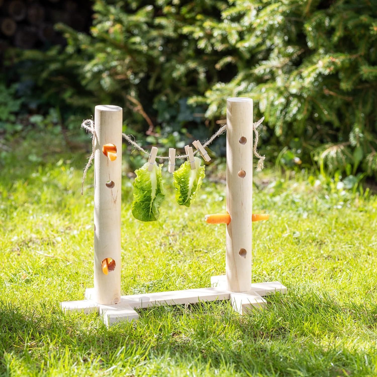 Navaris Wooden Rabbit Feeder Station - Pinewood Feeding Holder for ...