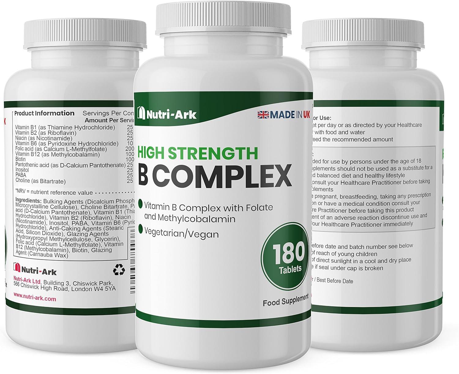 High Strength Vitamin B Complex 180 Tablets with Methylcobalamin and ...