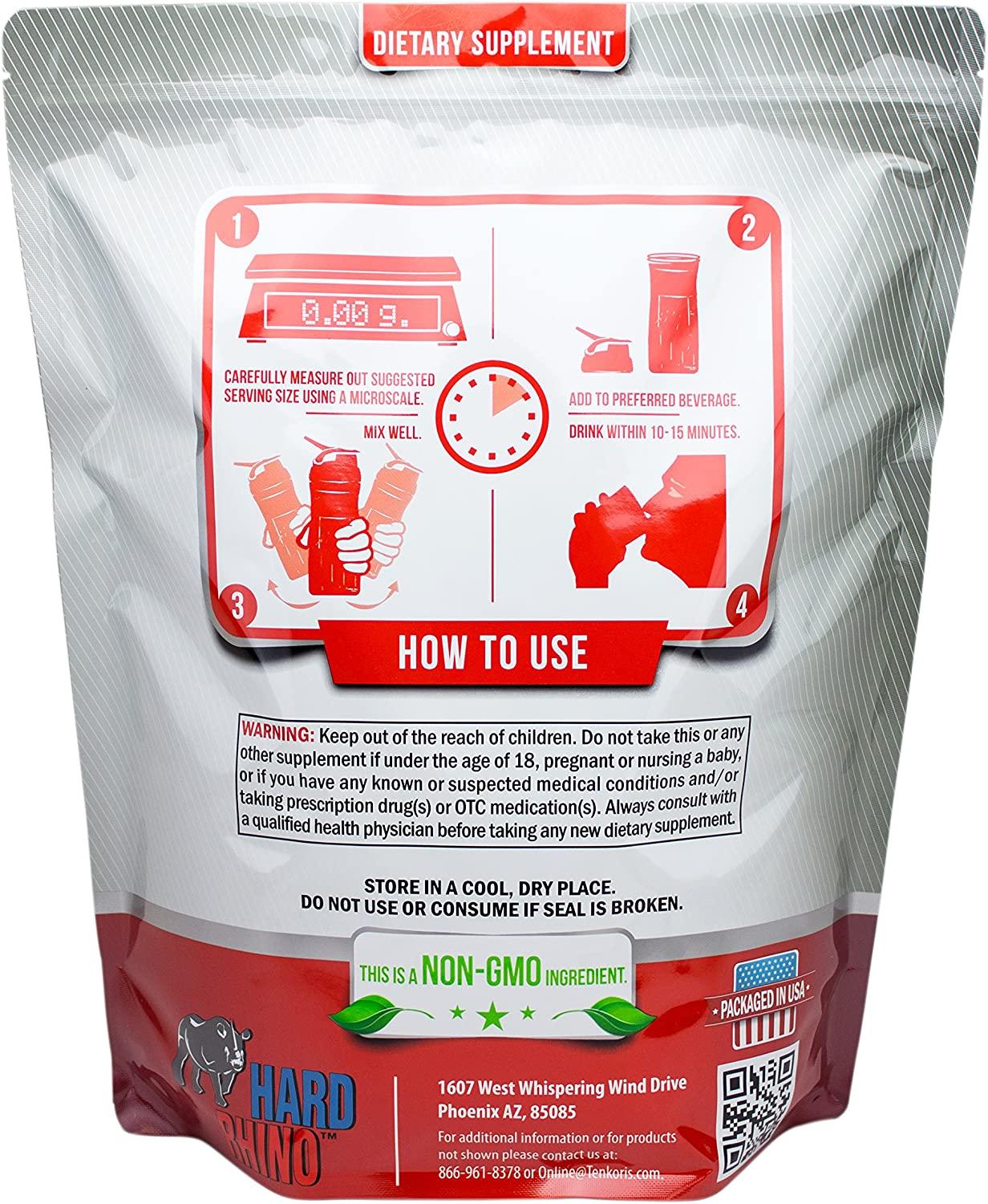 Hard Rhino MSM Powder 1kg (2.2lbs) Unflavored - Lab-Tested with Scoop ...
