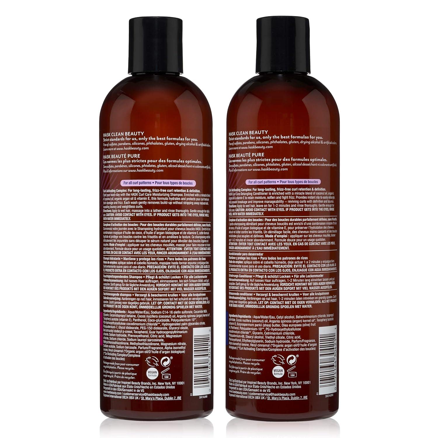 HASK Curl Care Coconut & Argan Oil Shampoo + Conditioner Set - 12 Fl Oz ...