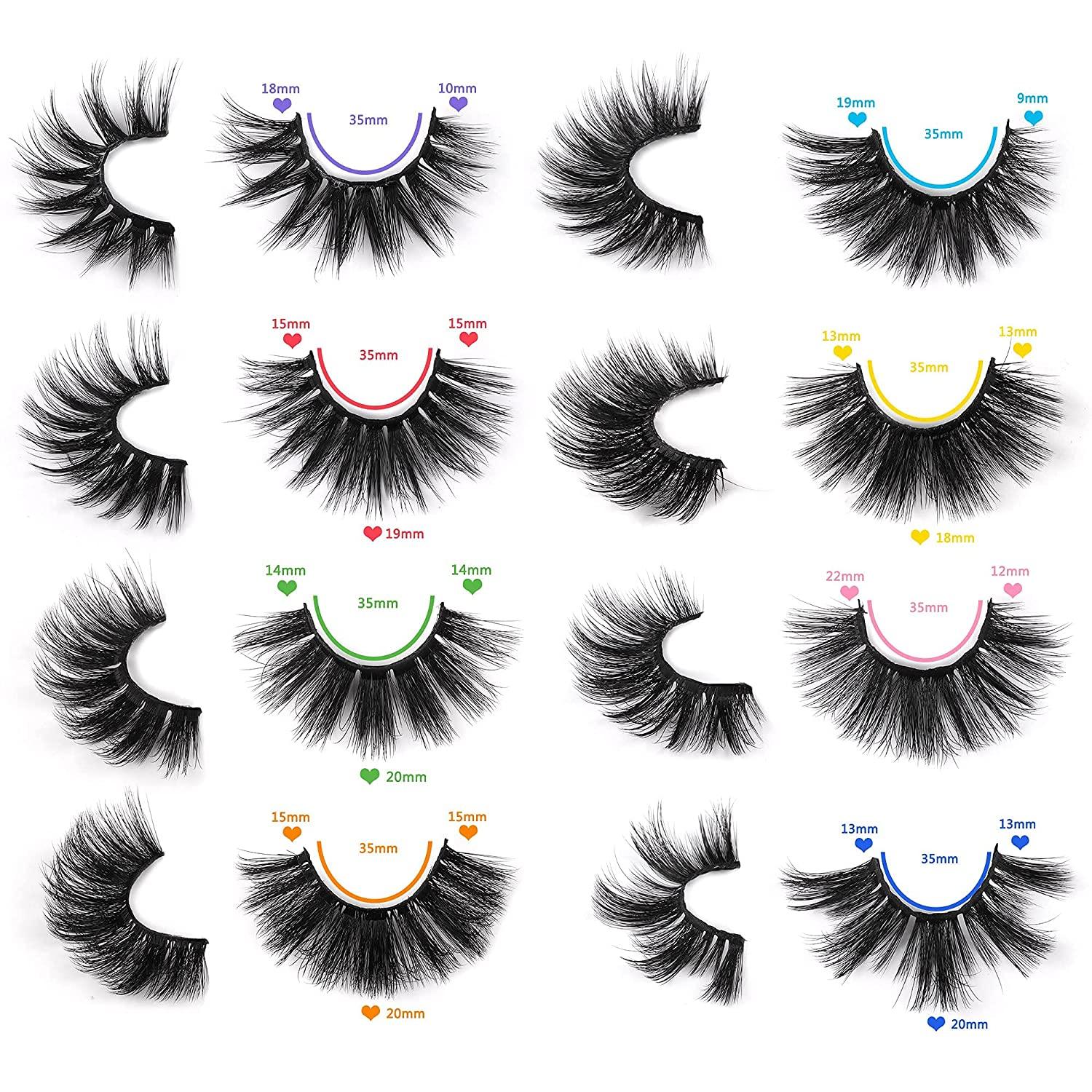 Boahankuke C 20MM False Eyelashes 24 Pairs - 8 Styles Pack | Thick ...