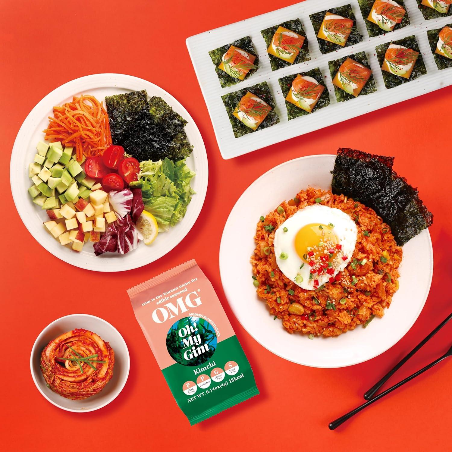 Oh! My Gim Seaweed Snack - 16 Pack Kimchi Flavor | Vegan Healthy Snack ...