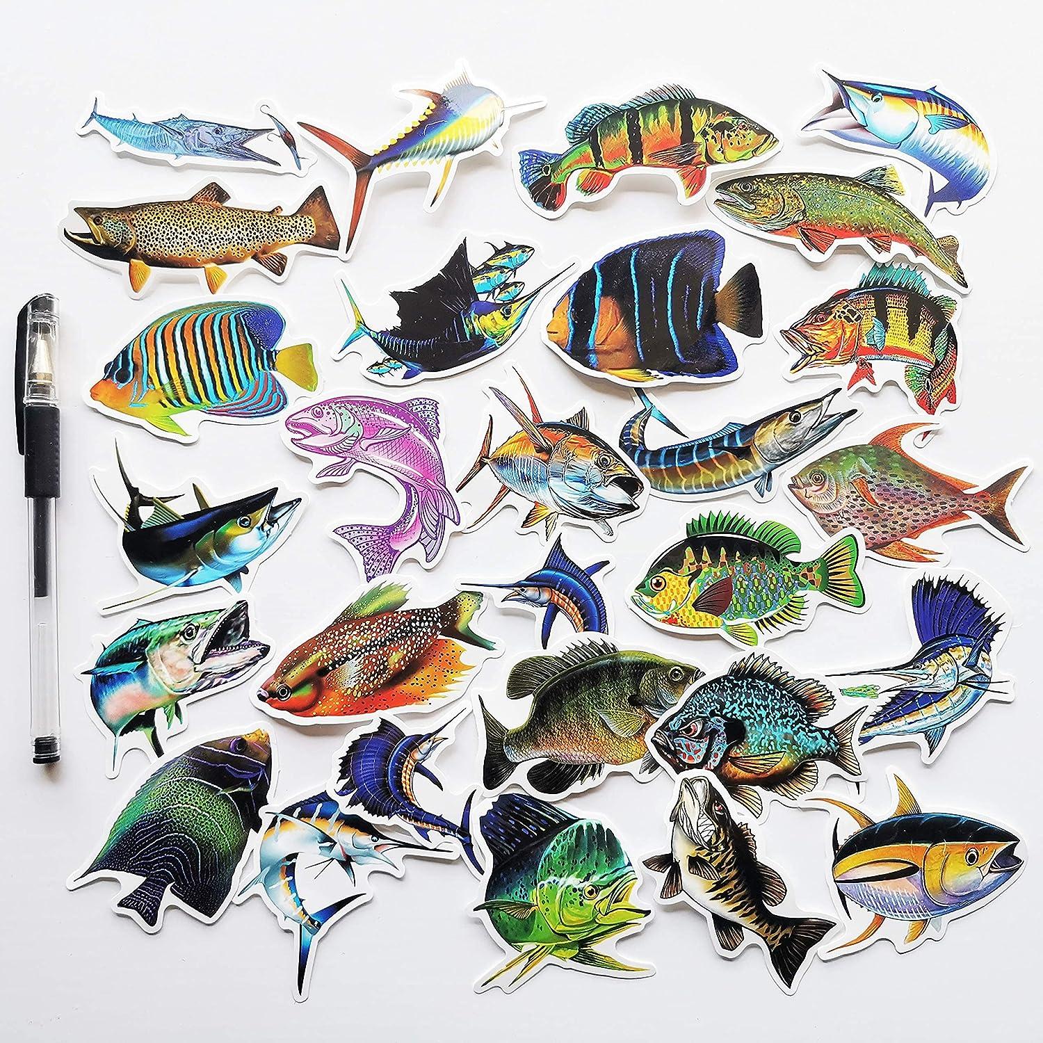 50Pcs Funny Fishing Rod Decals for Trucks, Windows, Boats - Grouper ...