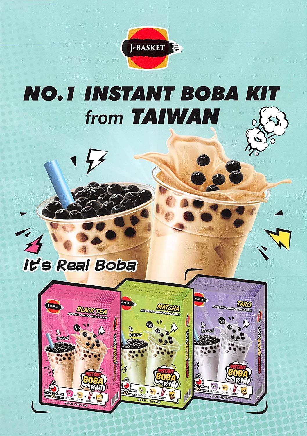 Instant Boba Bubble Milk Tea Kit with Boba Straws - Taro, Black Tea ...