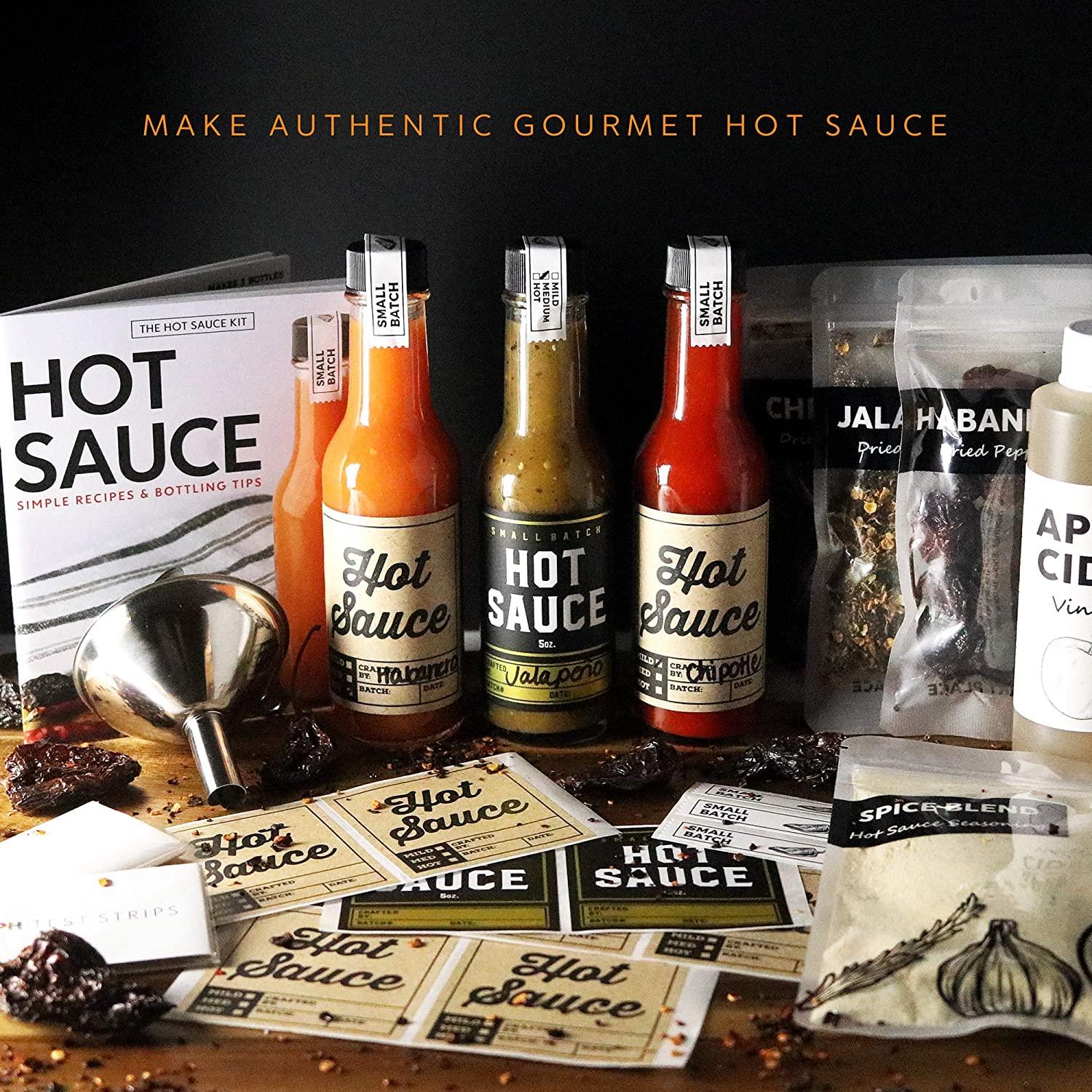 Deluxe Hot Sauce Making Kit, 3 Varieties of Chili Peppers, Gourmet ...