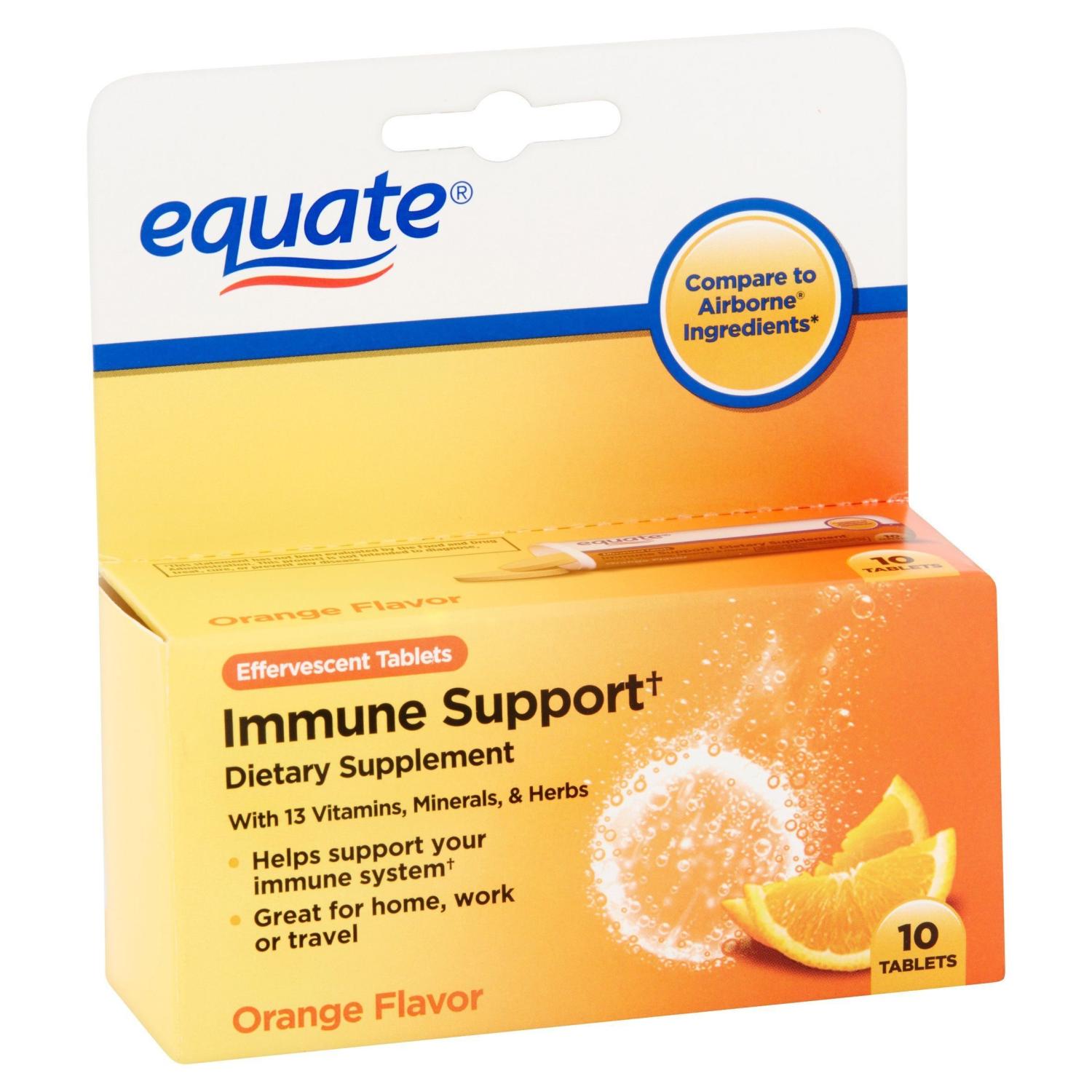 Equate Immune Support Orange Effervescent Tablets - Compare to Airborne ...