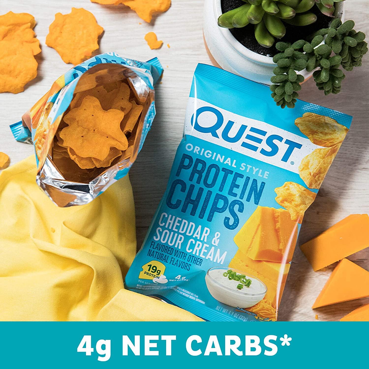 Quest Nutrition Cheddar & Sour Cream Protein Chips - High Protein Snack ...