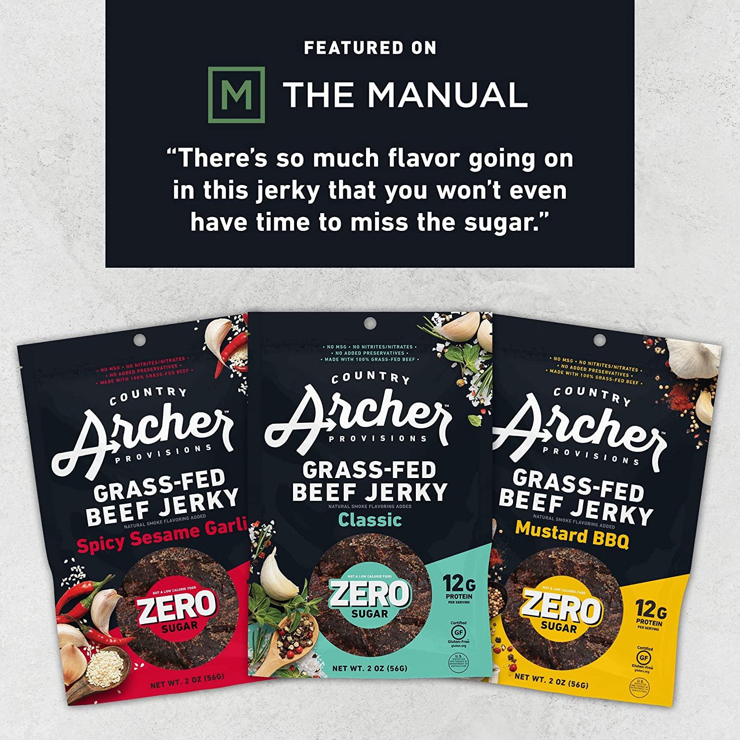 Country Archer Zero Sugar Classic Beef Jerky: 100% Grass-Fed | Sugar ...