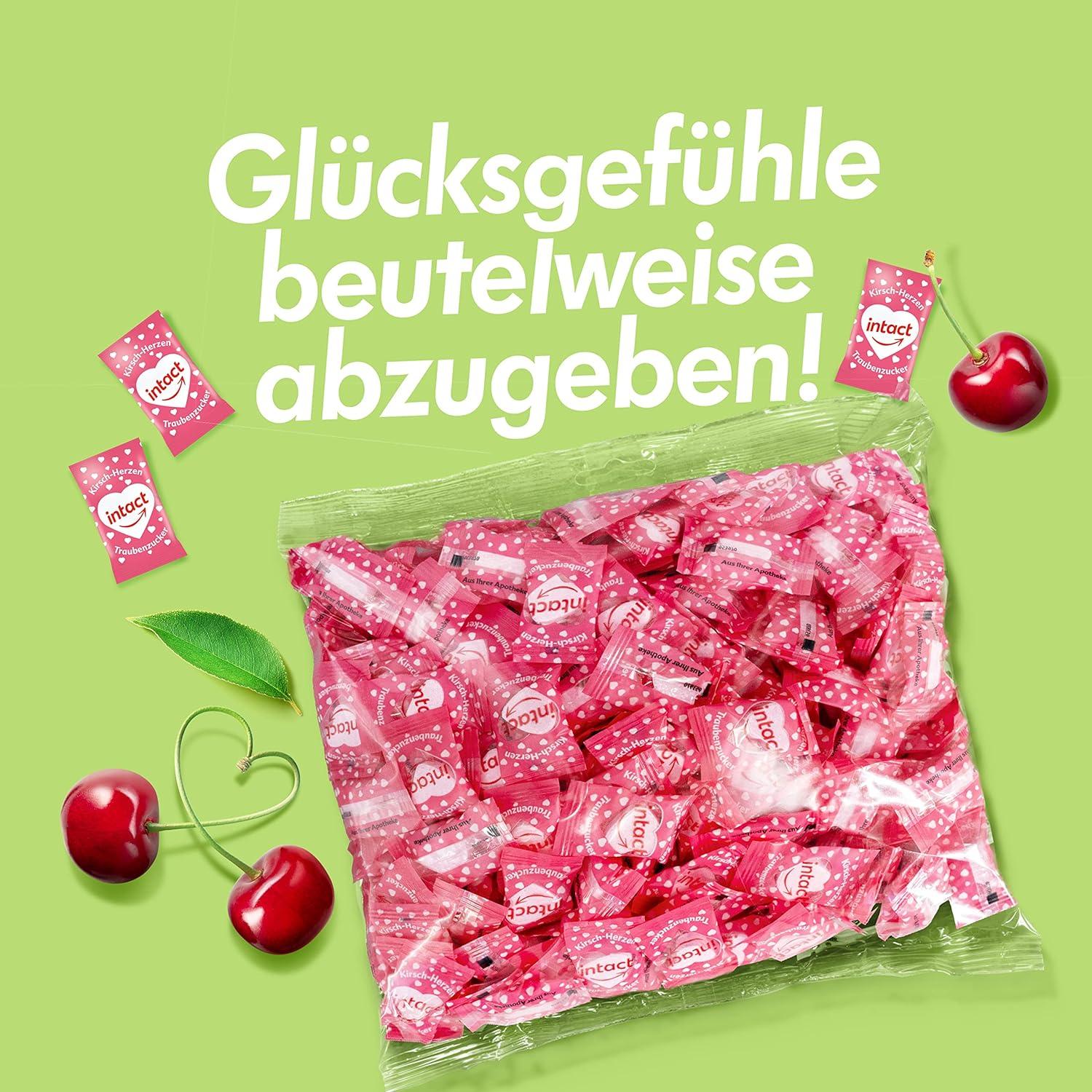 Intact Cherry Hearts Glucose Candies - 500g Individually Wrapped Treats ...