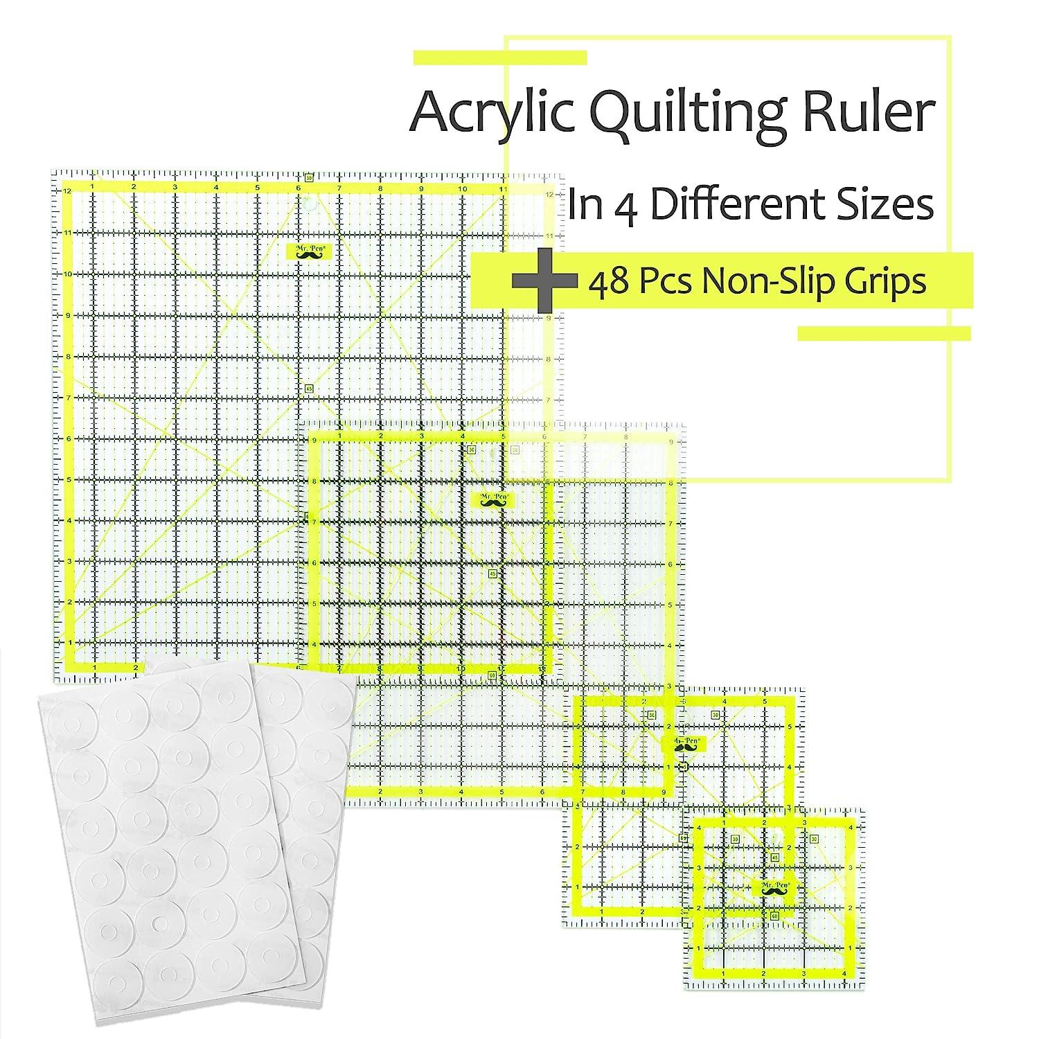 Mr. Pen Quilting Ruler Set - 4 Pcs, Multiple Sizes, Clear Acrylic ...