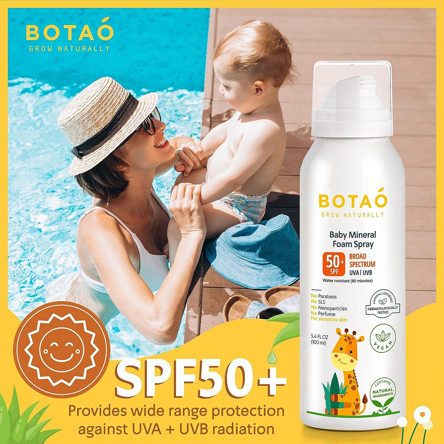 Botao Baby's SPF50 Mineral Sunscreen Foam Spray - 3.4 Oz | Broad ...