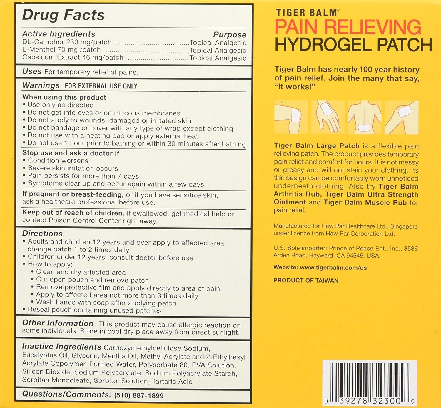 Tiger Balm Pain Relieving Patch Large 4 Each