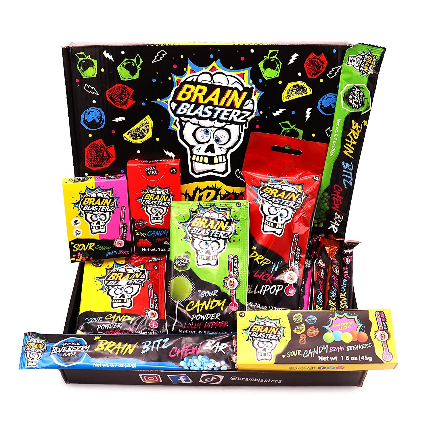 Sour Candy Gift Box by Brain Blasterz | Assorted Hard and Chewy Sour ...