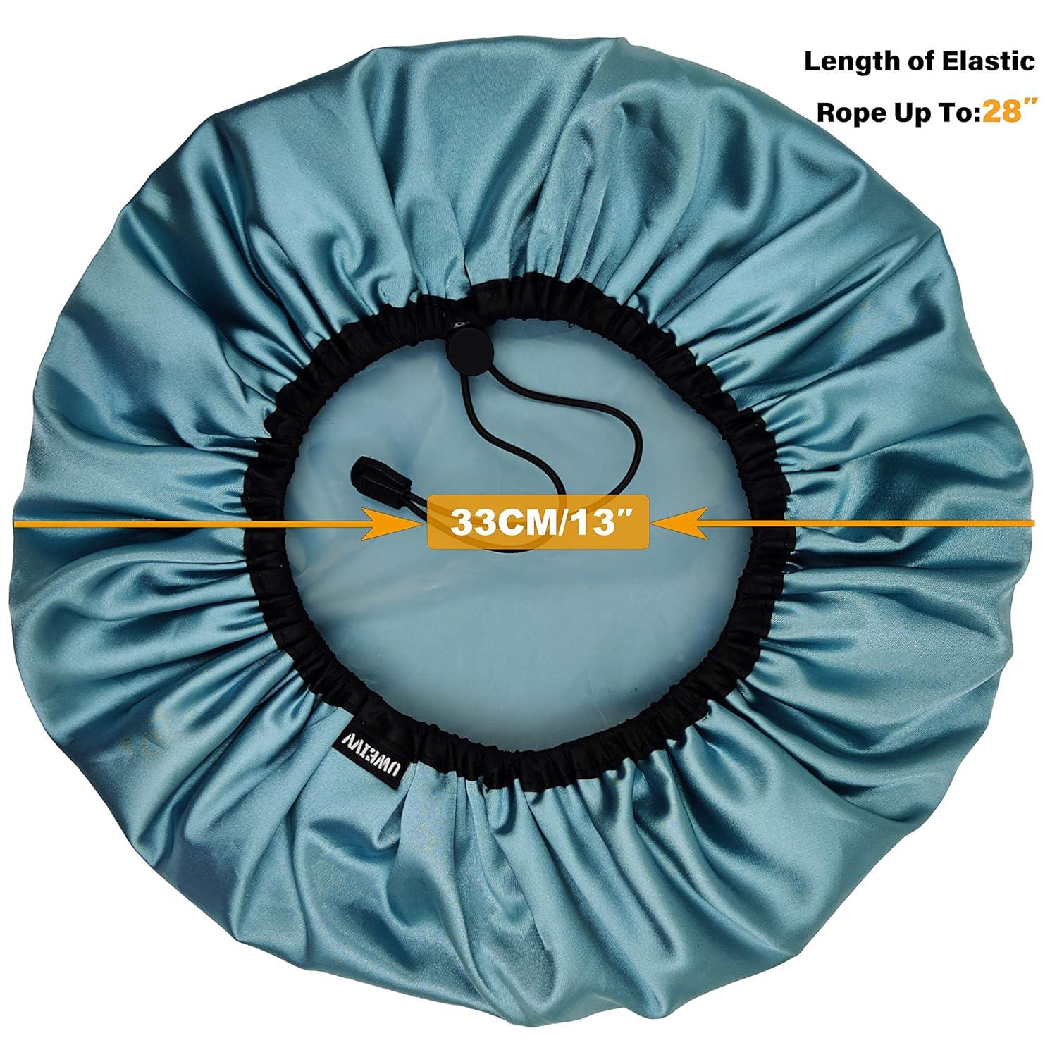 3 Pack Adjustable Plus Size Satin Shower Caps for Women - Reusable ...