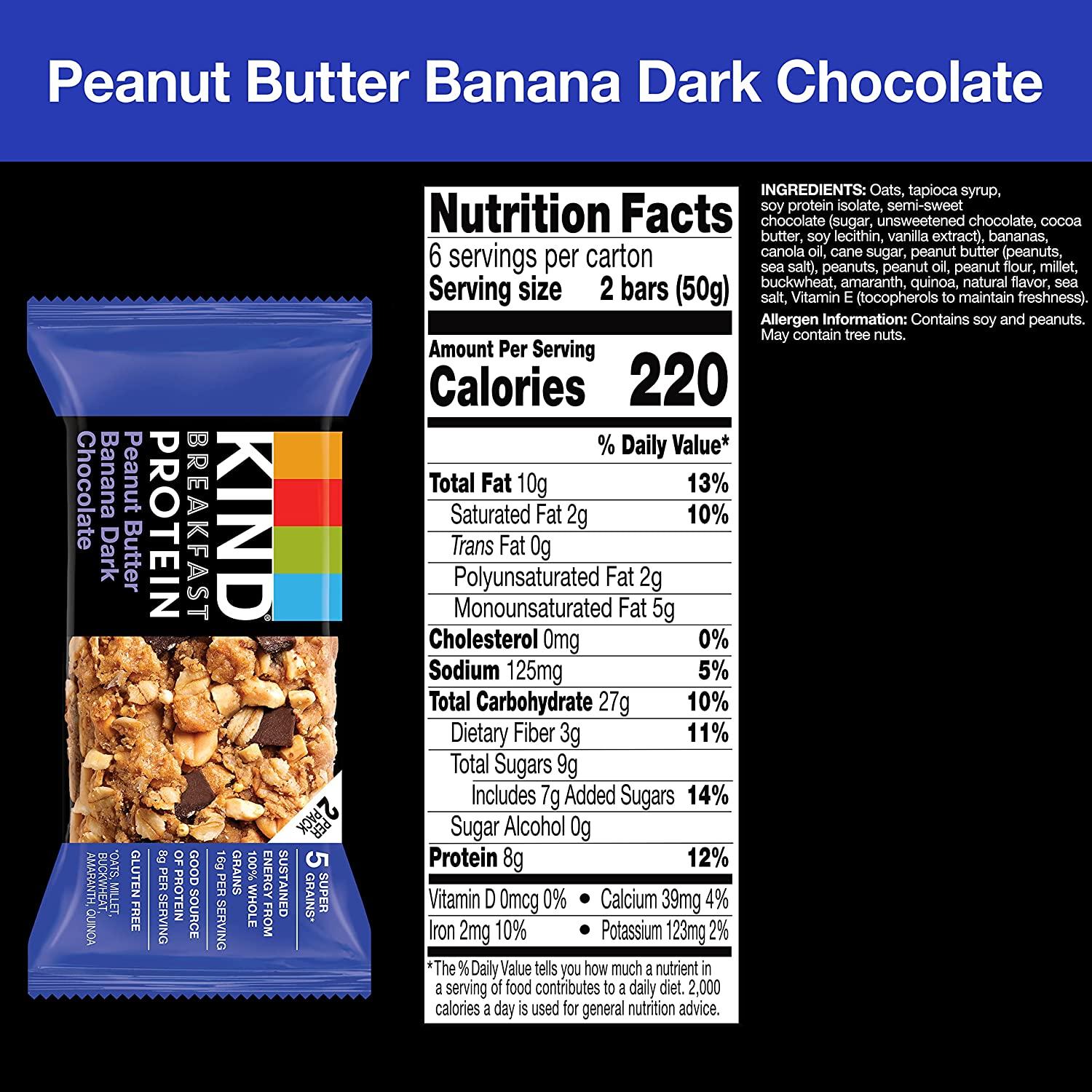 KIND Breakfast Snack Bar - Peanut Butter Banana Dark Chocolate - Gluten ...