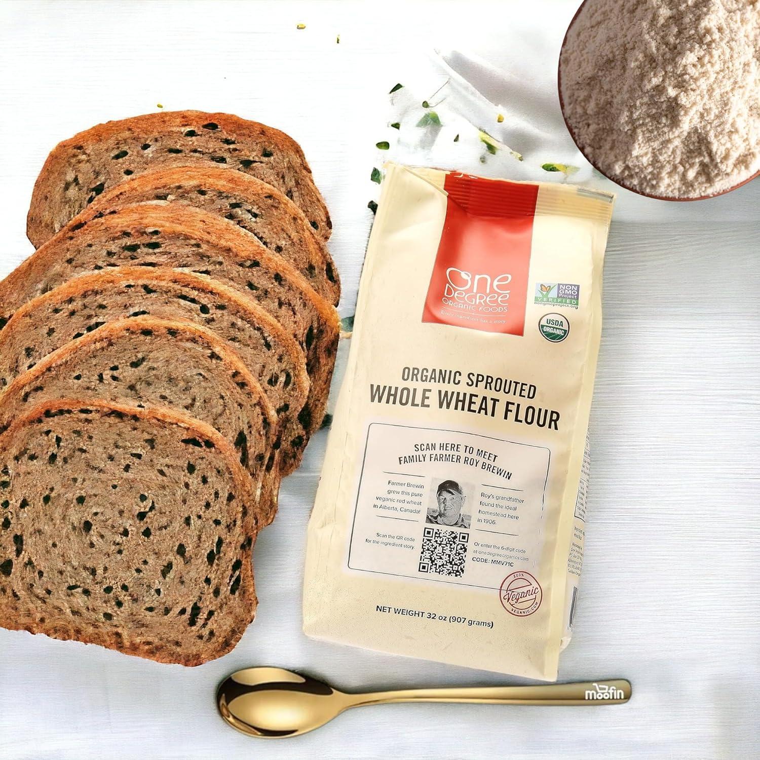 Organic Sprouted Whole Wheat Flour 32 oz Pack of 2 with Moofin Golden ...