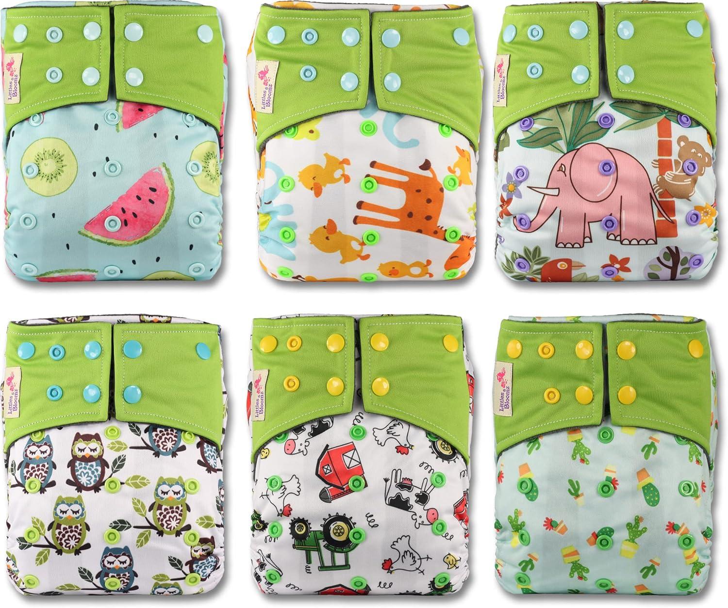 Littles & Bloomz Charcoal Pocket Cloth Diaper - 6 Pack (BCP-0601 ...