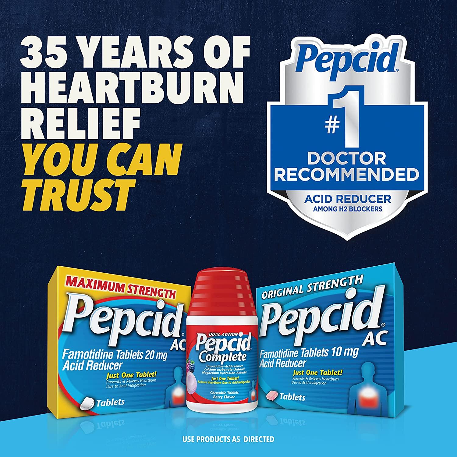 Pepcid Complete Mint Chewable Tablets 50 ct - Heartburn Relief and Acid ...