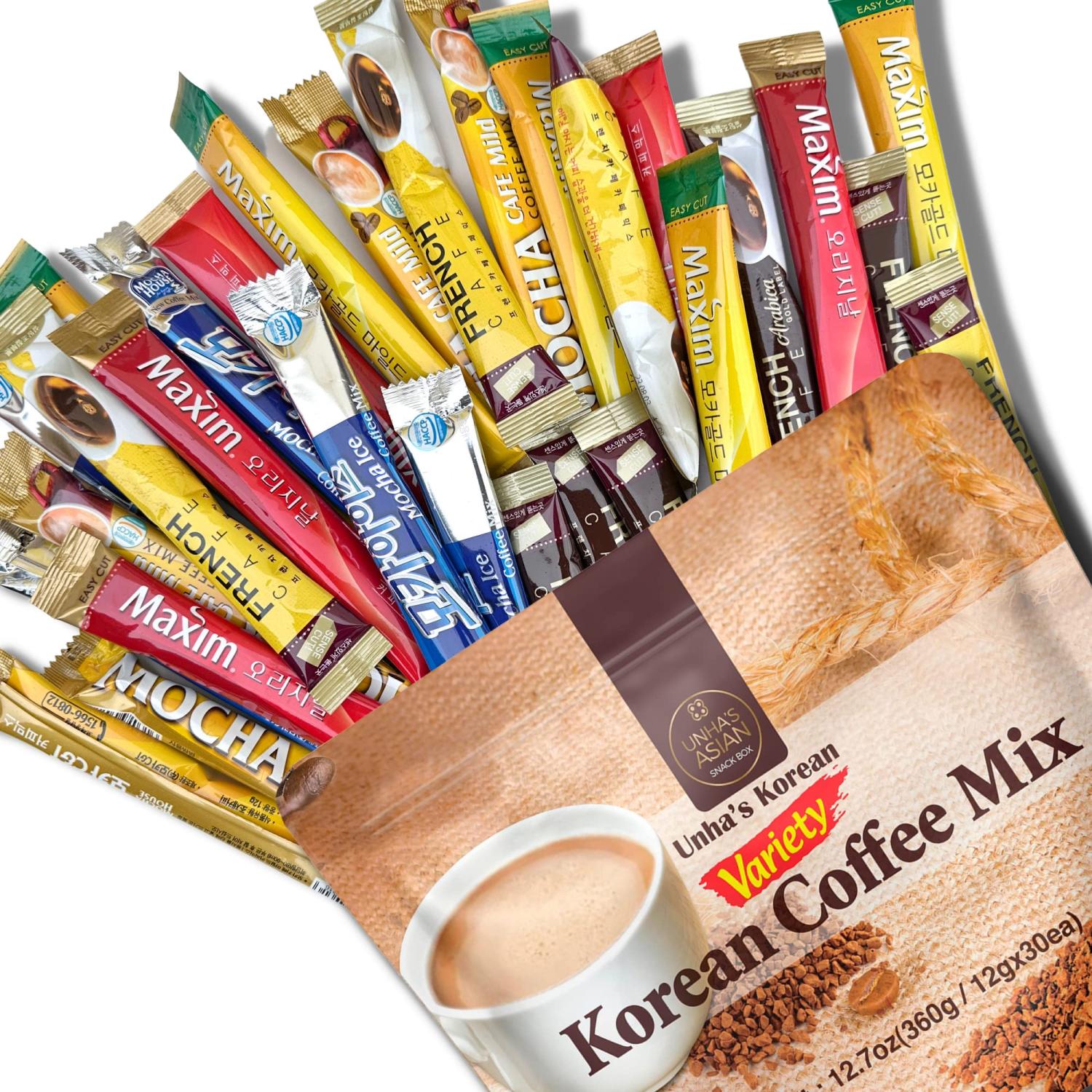 Korean Variety Coffee Sampler - 30 Single Serve Packets, 6 Flavors ...
