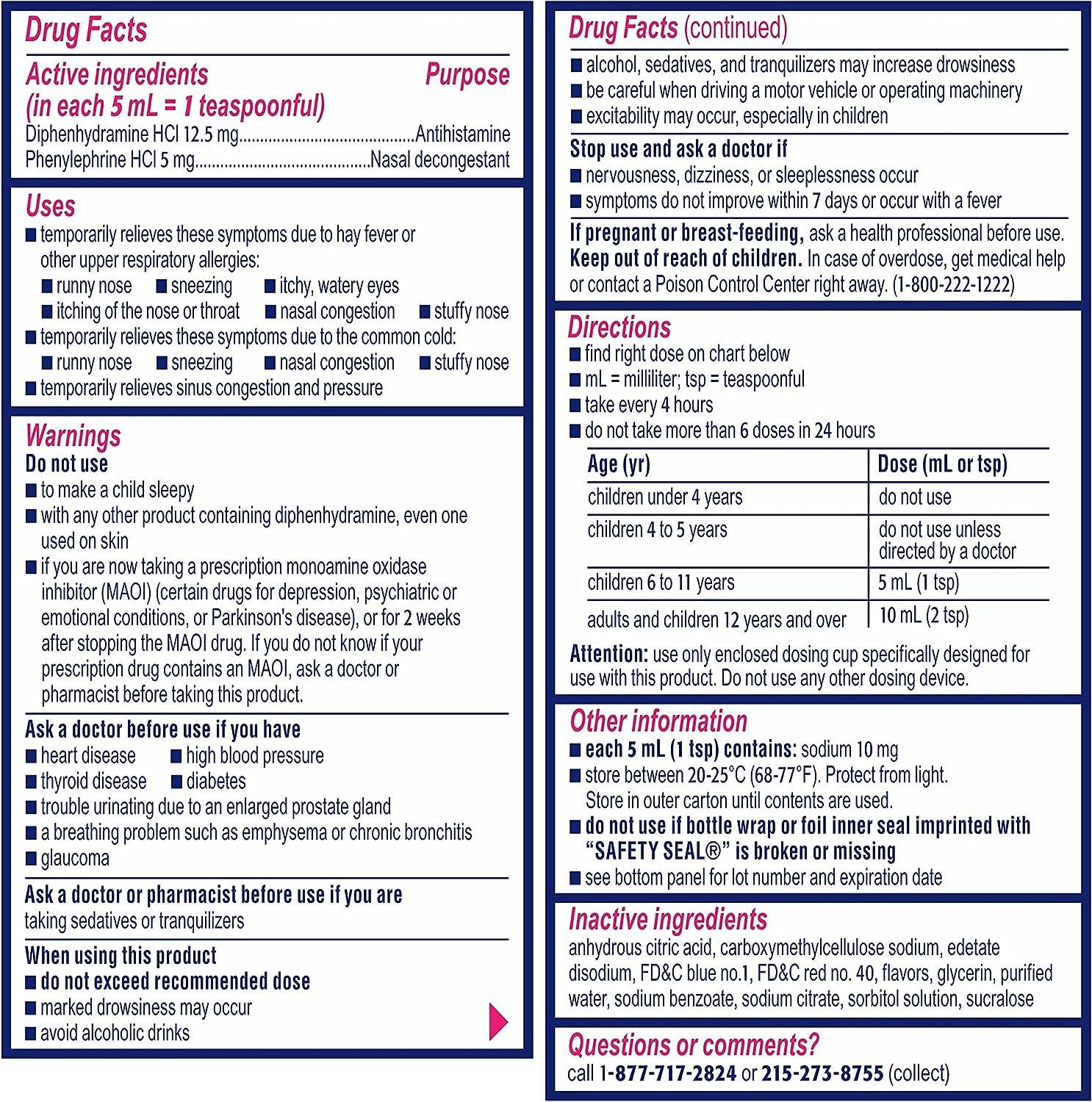 Benadryl Children's Allergy + Congestion Grape Liquid Medicine 4 fl. oz ...