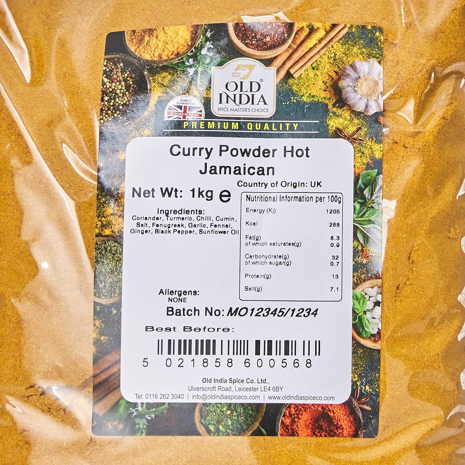 Old India Curry Powder Hot Jamaican 1kg - Authentic Spice Blend (Pack ...