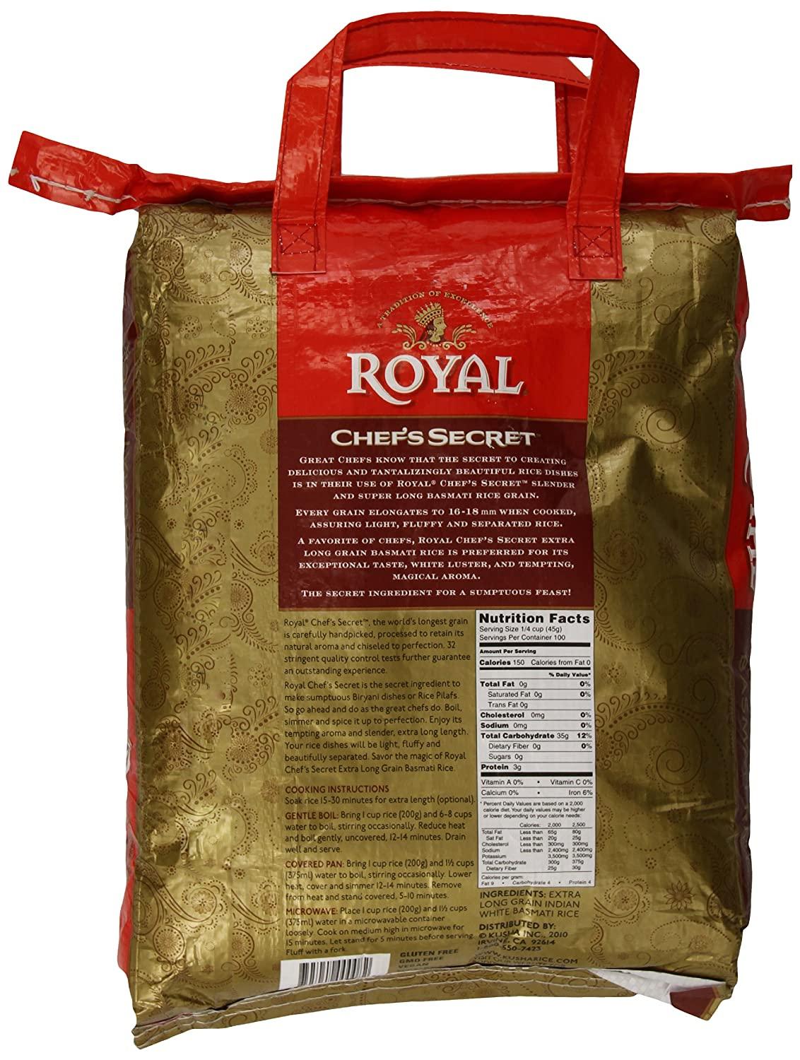 Royal Chef's Secret 10lb Extra Long Grain Basmati Rice - Premium ...
