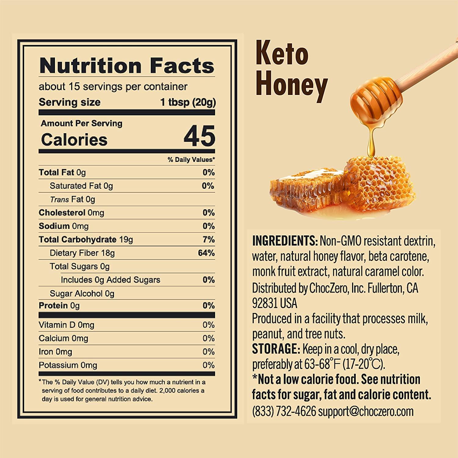 ChocZero Sugar-Free Honey - Keto Sweetener - All Natural, Vegan ...