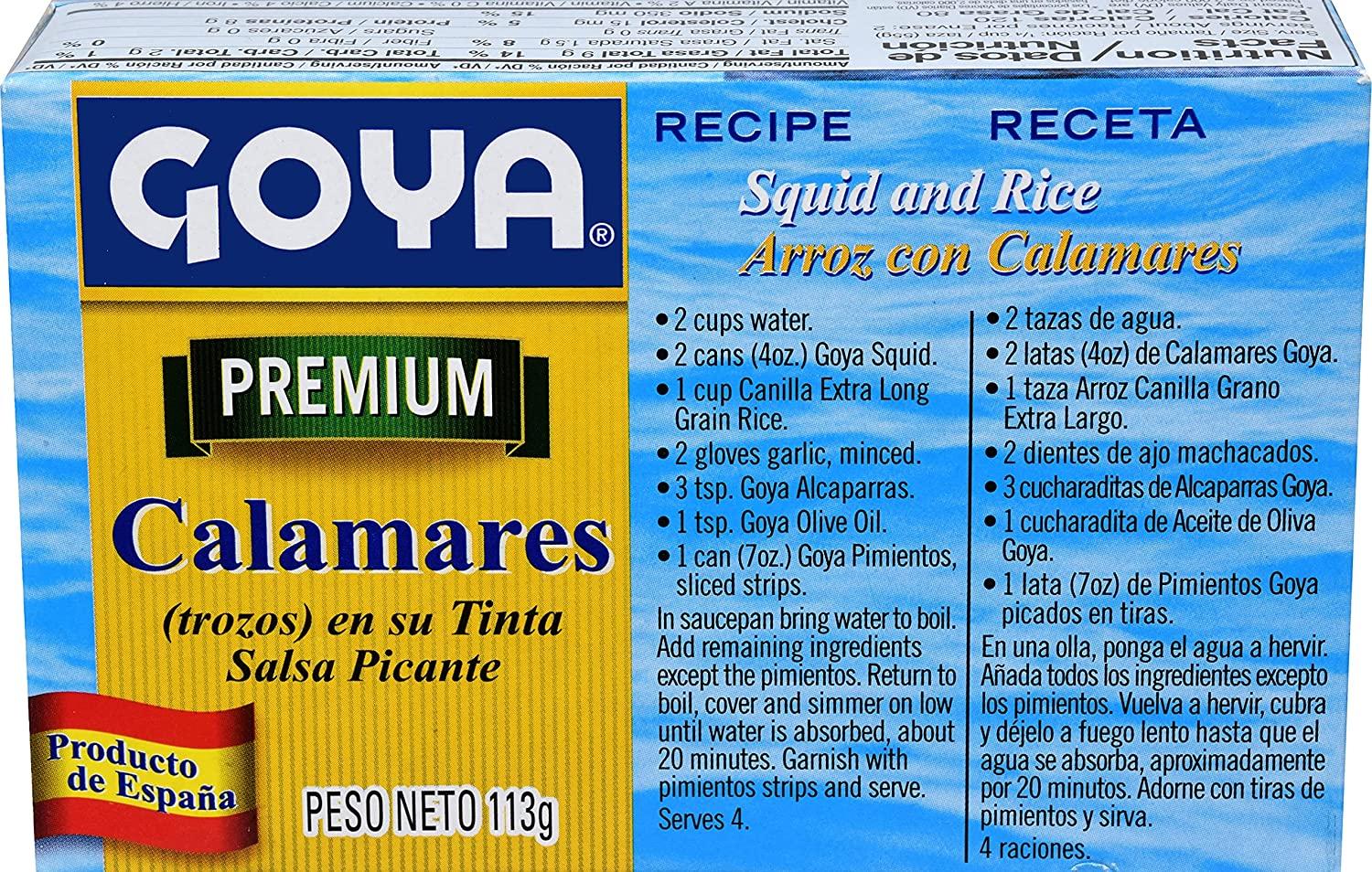 Goya Foods Octopus Style Squid Pieces in Marinara Sauce 4oz (Pack of 25 ...