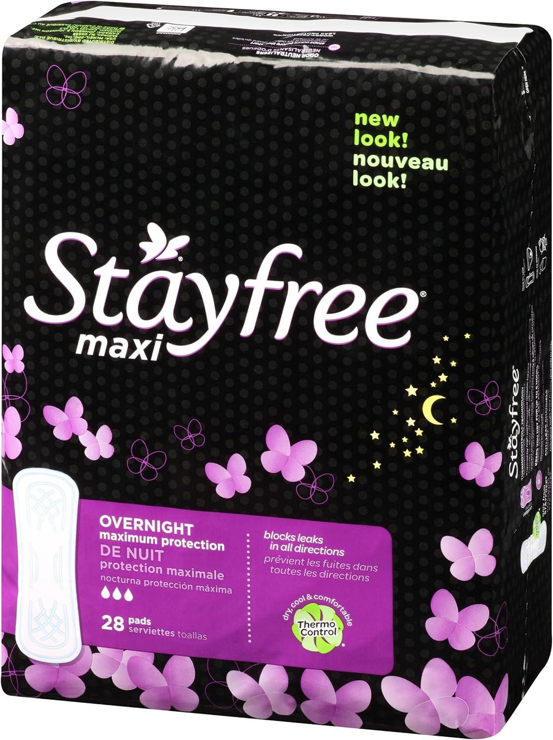 Stayfree Overnight Maxi Pads - 28 ct | Maximum Protection for Ultimate ...