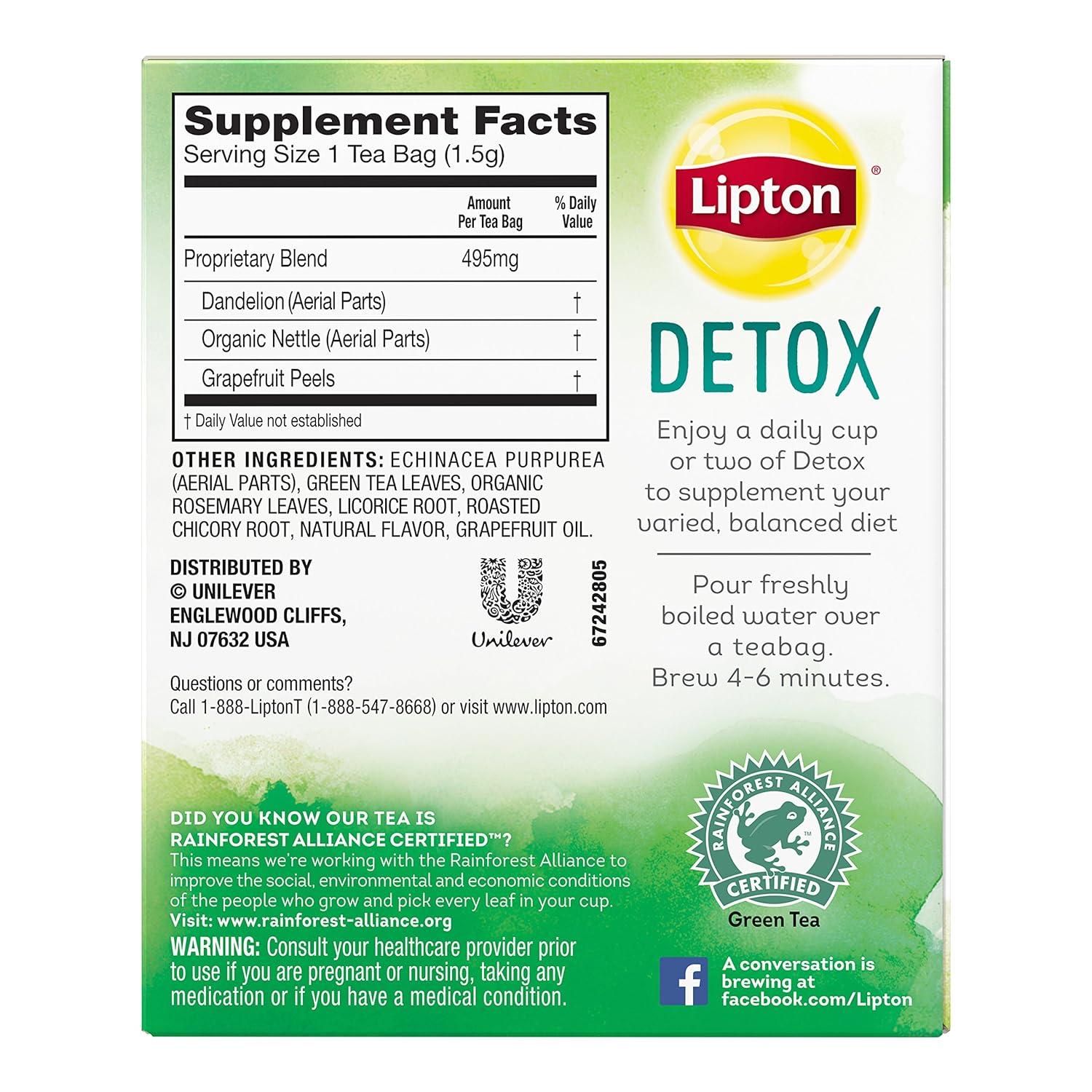 Lipton Herbal Detox Green Tea with Grapefruit - 15 ct Pack - Energize ...