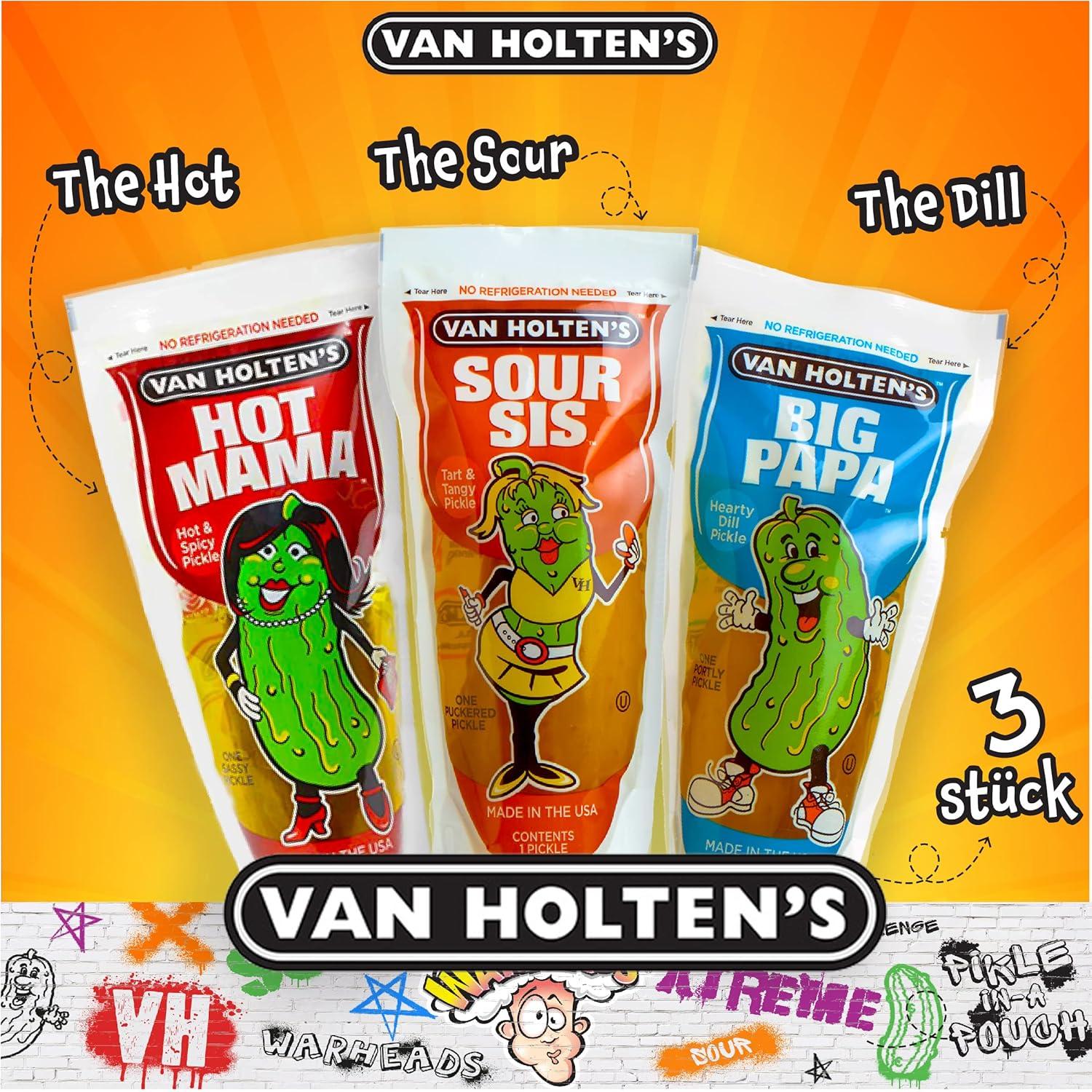Van Holten Pickle Pouch Set - Hot Mama Big Papa & Sour Sis Pickles (3 ...