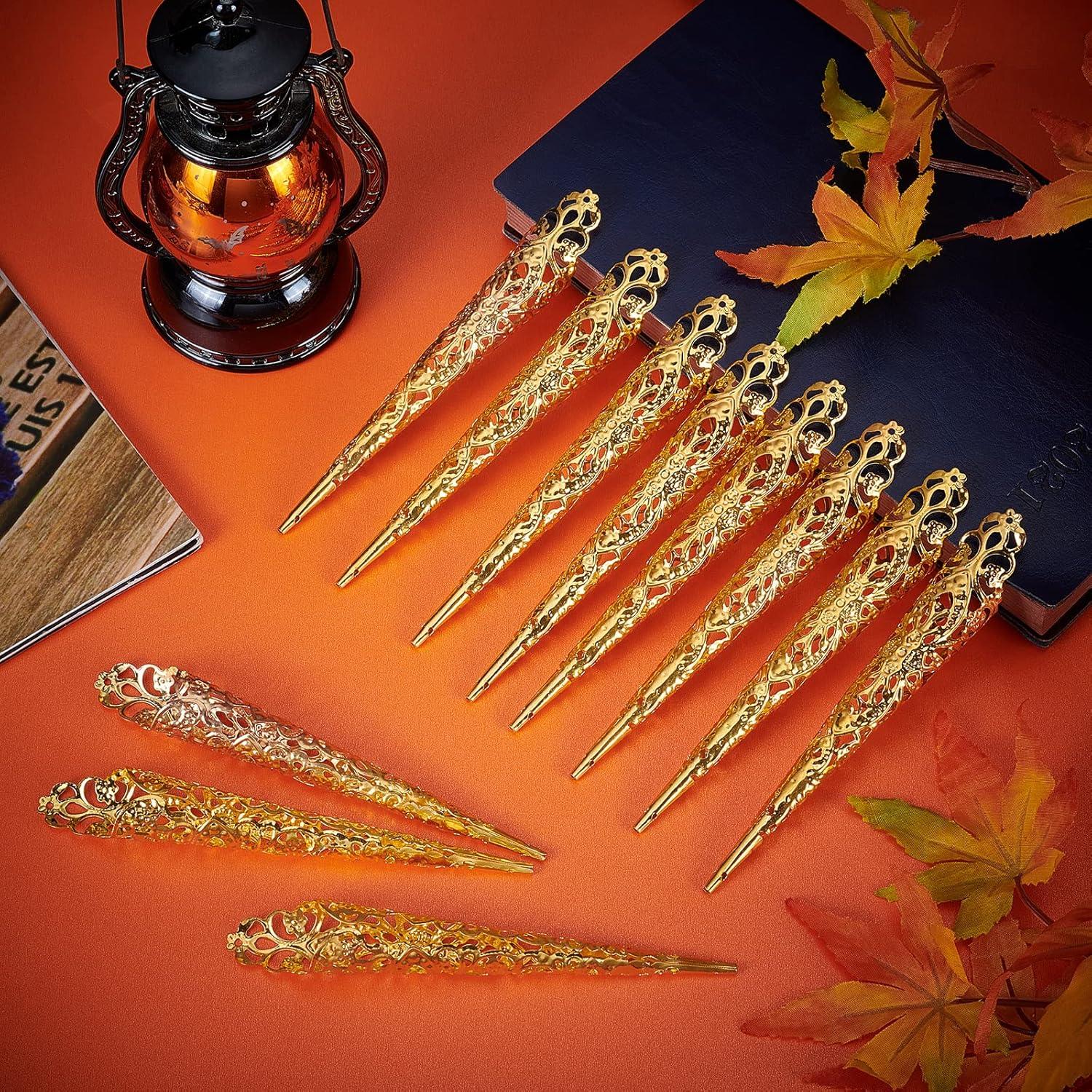 30 Pieces Gold Long Fingernail Claw Fake Nails - Ancient Queen Costume ...
