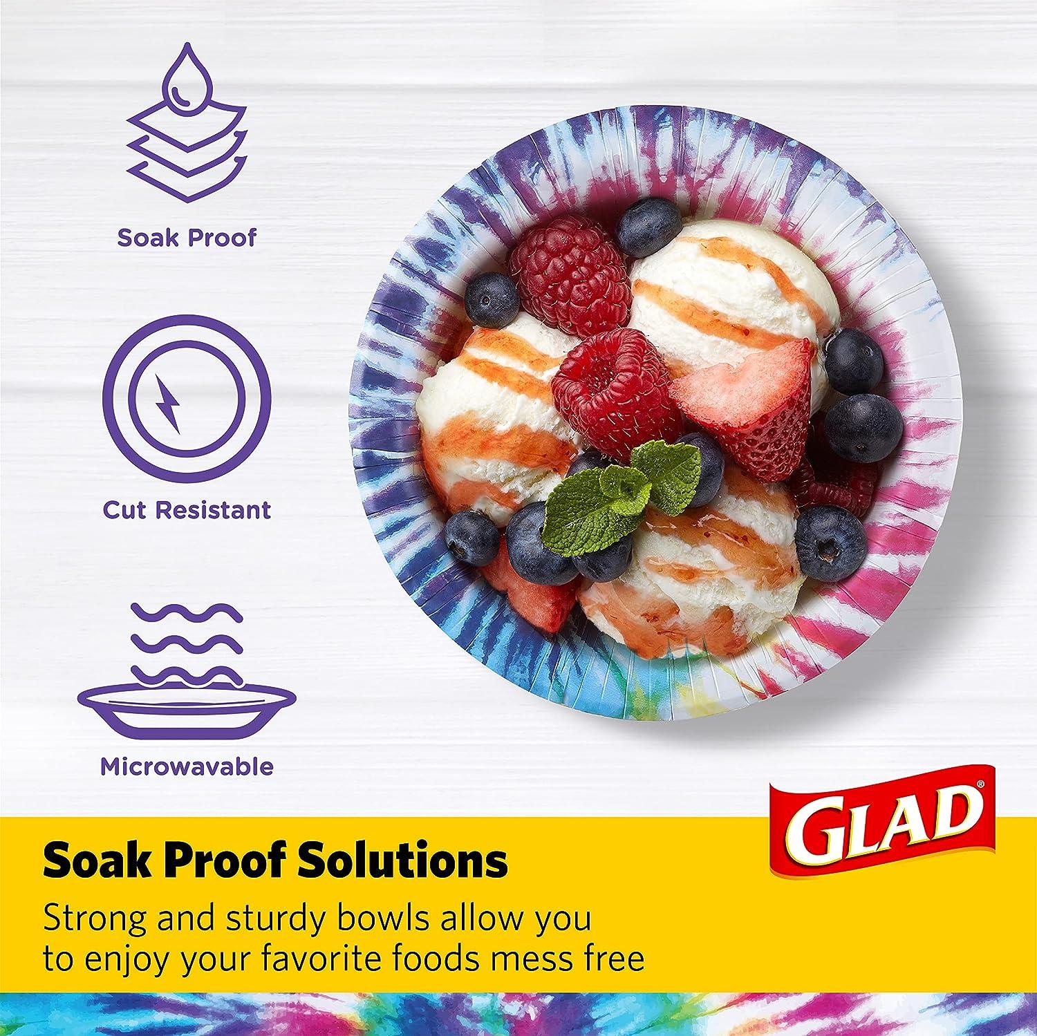 Glad Everyday Disposable Paper Bowls | Tie Dye Design | Soak & Cut ...