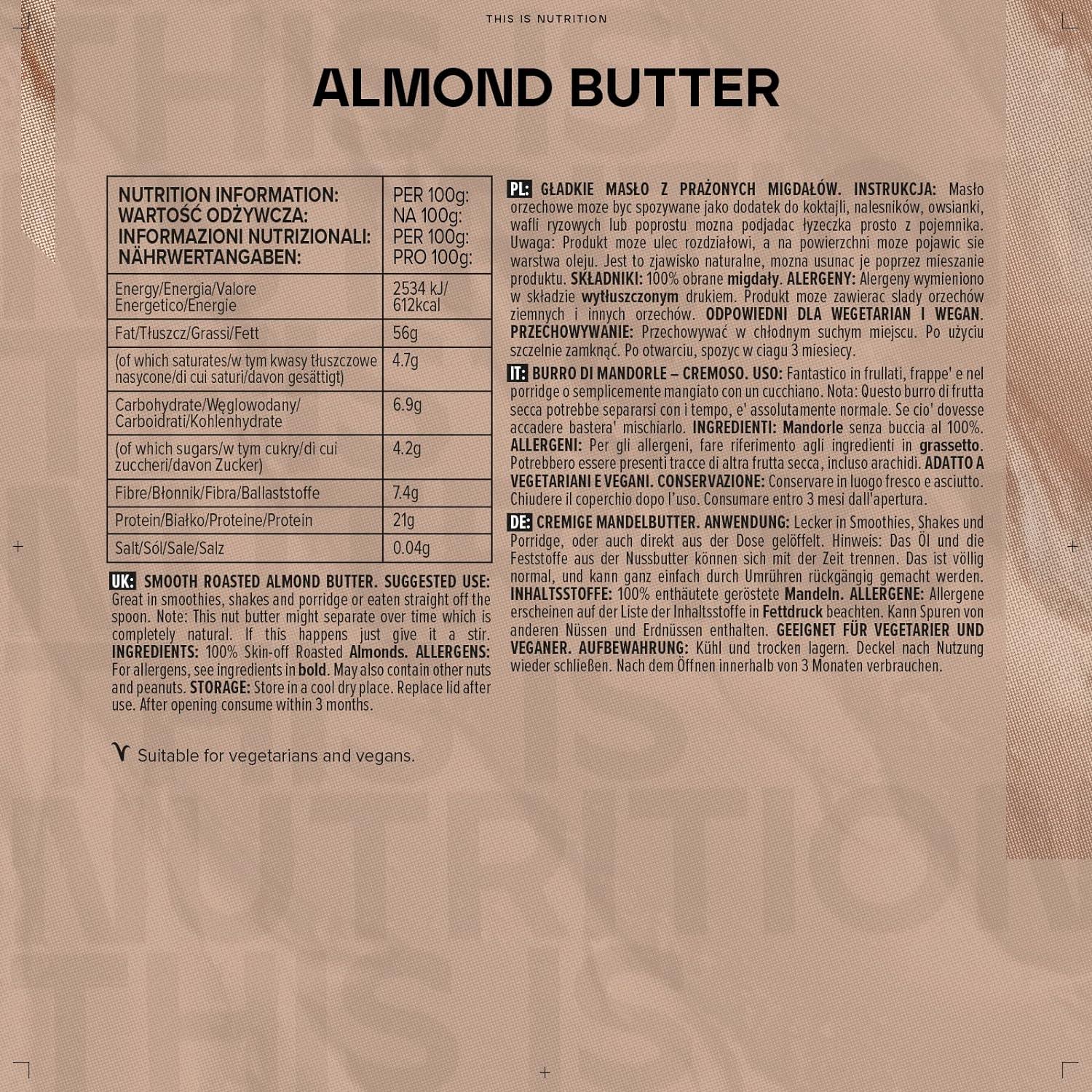 500g Bulk Natural Smooth Almond Butter Tub - Pure and Delicious | Buy ...