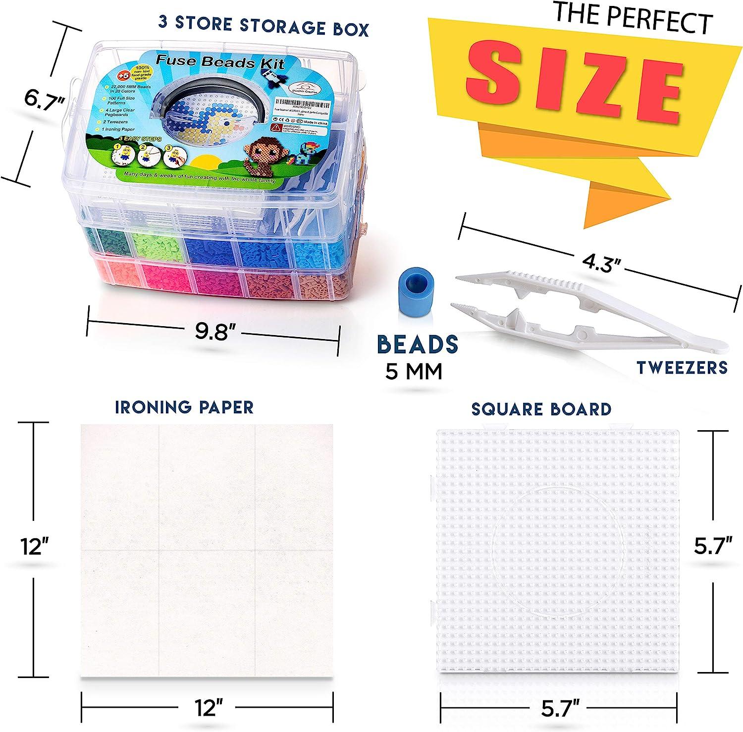 22,000 5mm Fuse Beads Kit with 100 Patterns, Pegboards, Tweezers ...